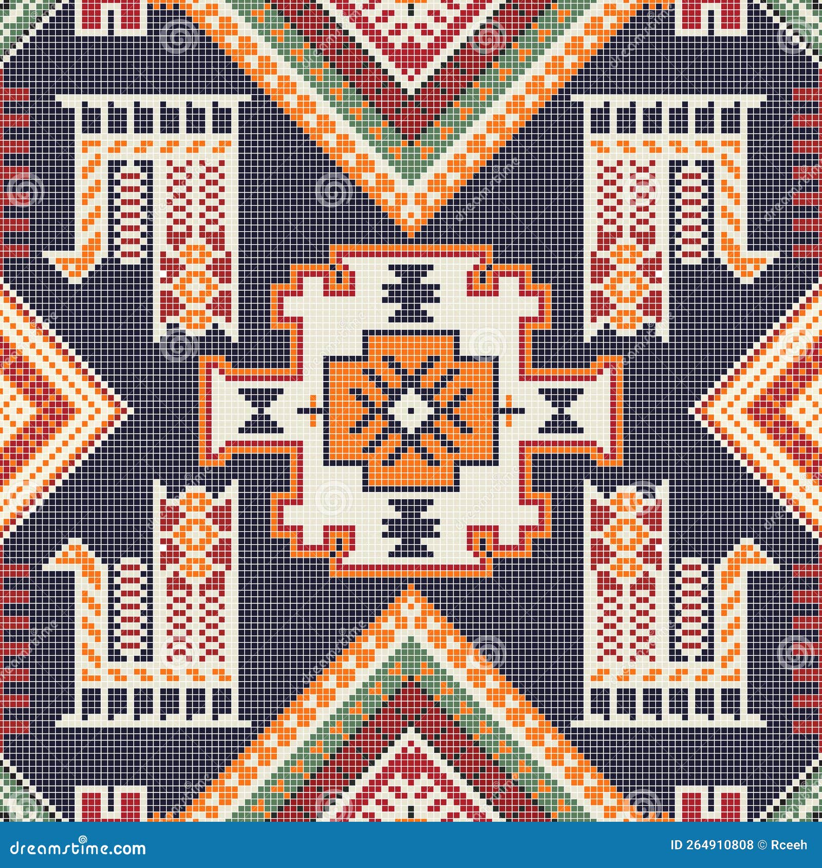 Kilim pattern 52 stock vector. Illustration of colorful - 264910808