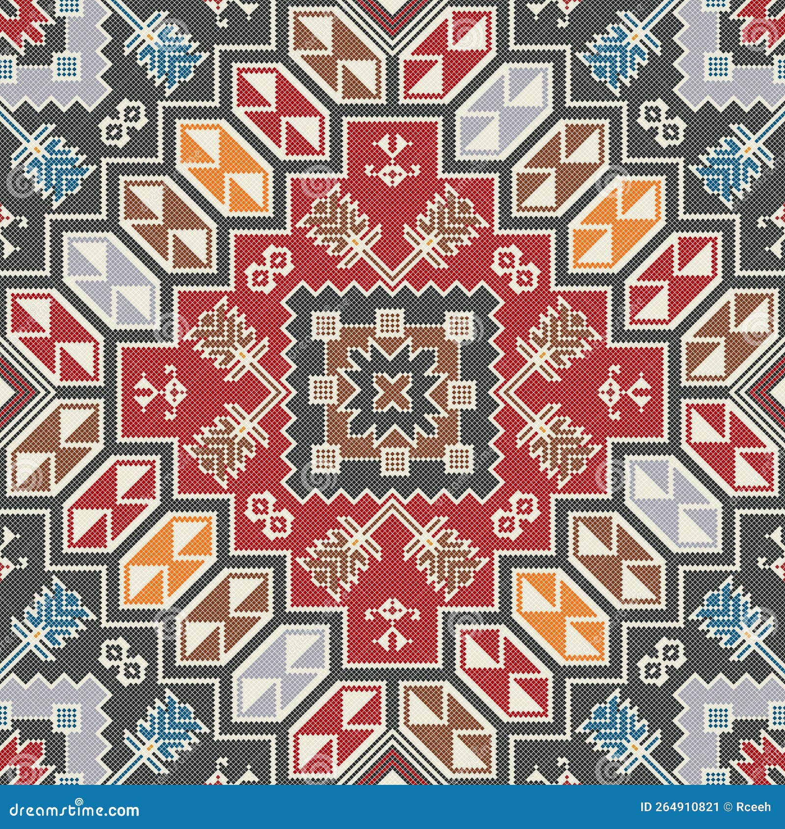 Kilim pattern 54 stock vector. Illustration of ornament - 264910821