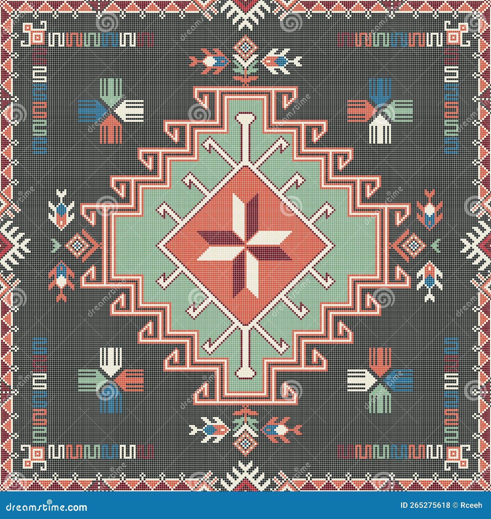 Kilim pattern 73 stock vector. Illustration of native - 265275618