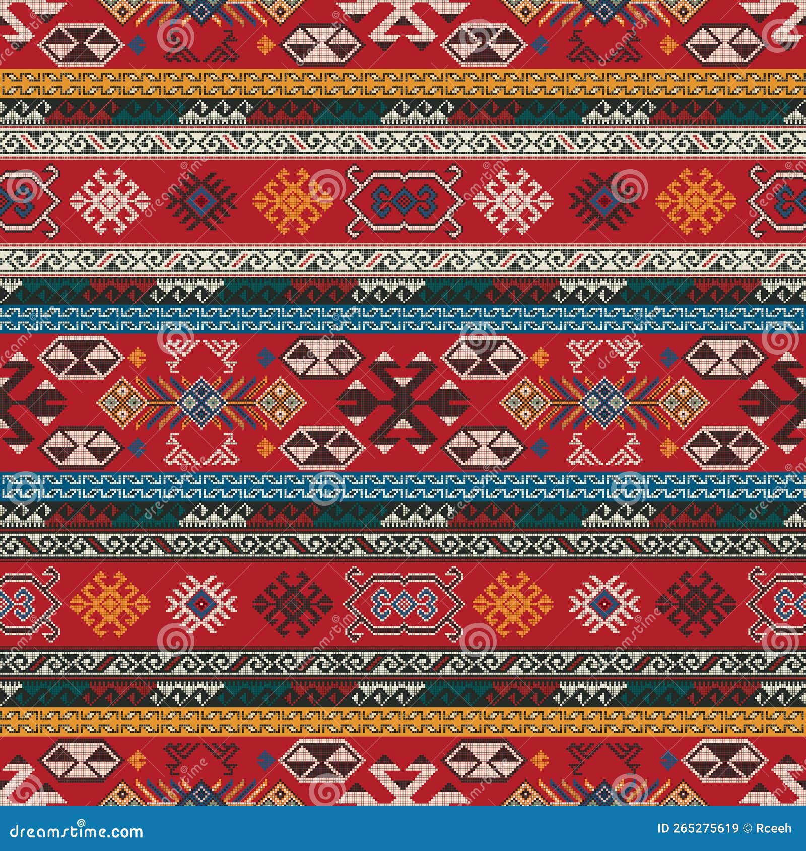 Kilim pattern 74 stock vector. Illustration of ethnic - 265275619