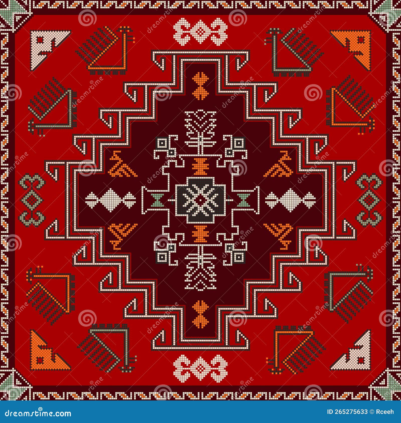 Kilim pattern 79 stock vector. Illustration of border - 265275633