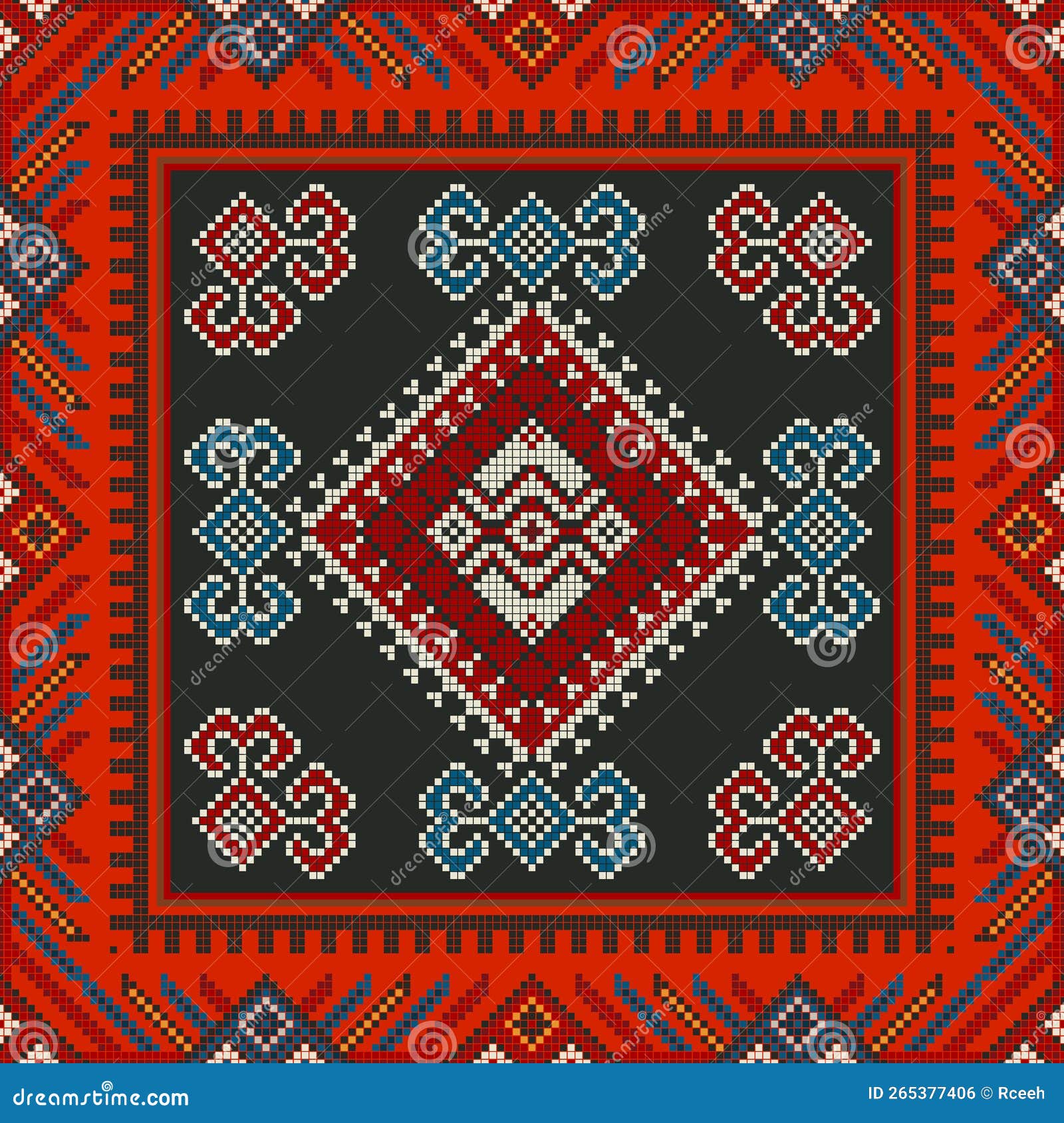 Kilim pattern 87 stock vector. Illustration of fabric - 265377406