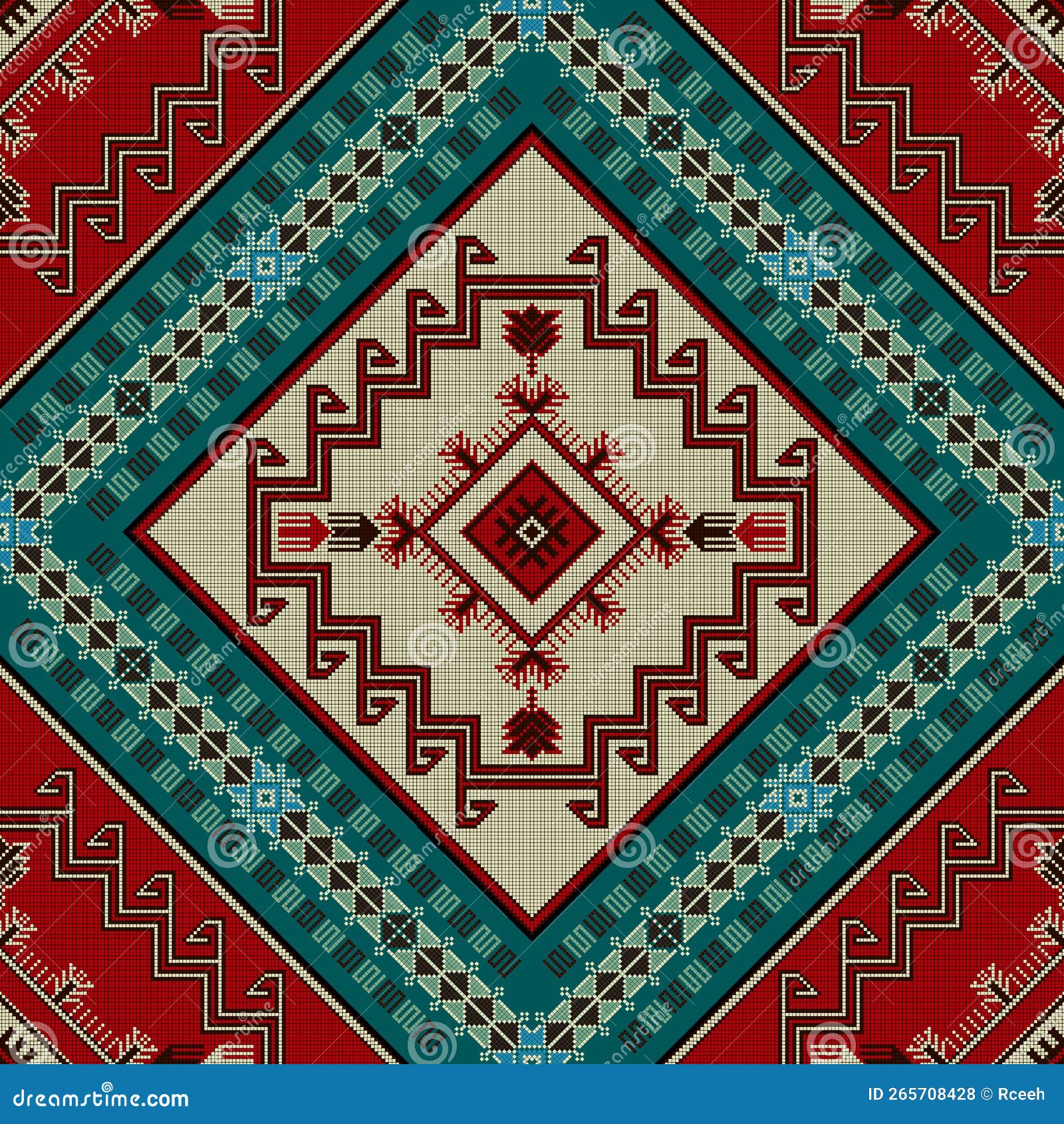 Kilim pattern 95 stock vector. Illustration of antique - 265708428