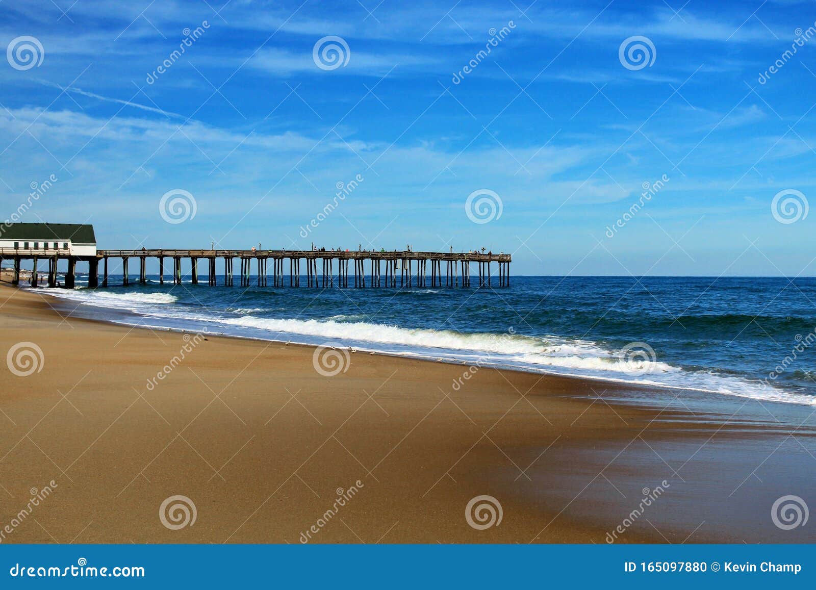 Kill Devil Hills Beach Pier Stock Photo - Image of landscape, hills ...