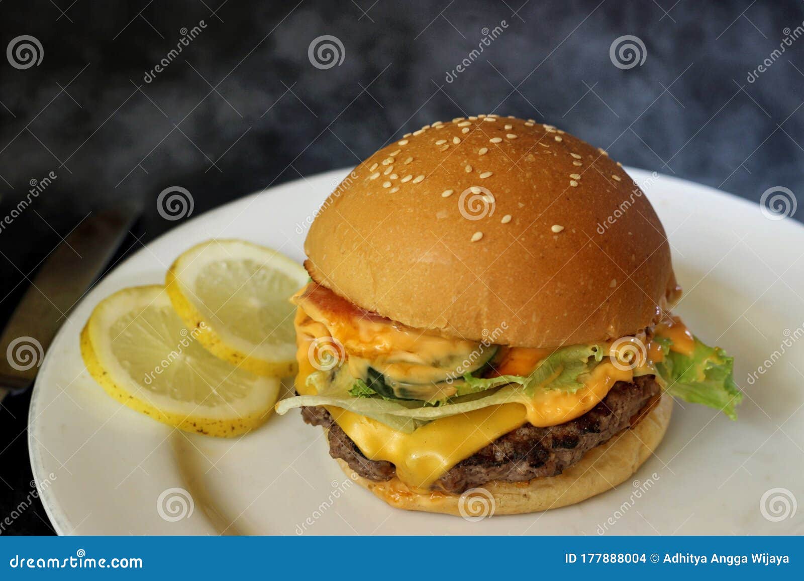 Kill or Die Burger stock photo. Image of lemon, premium - 177888004
