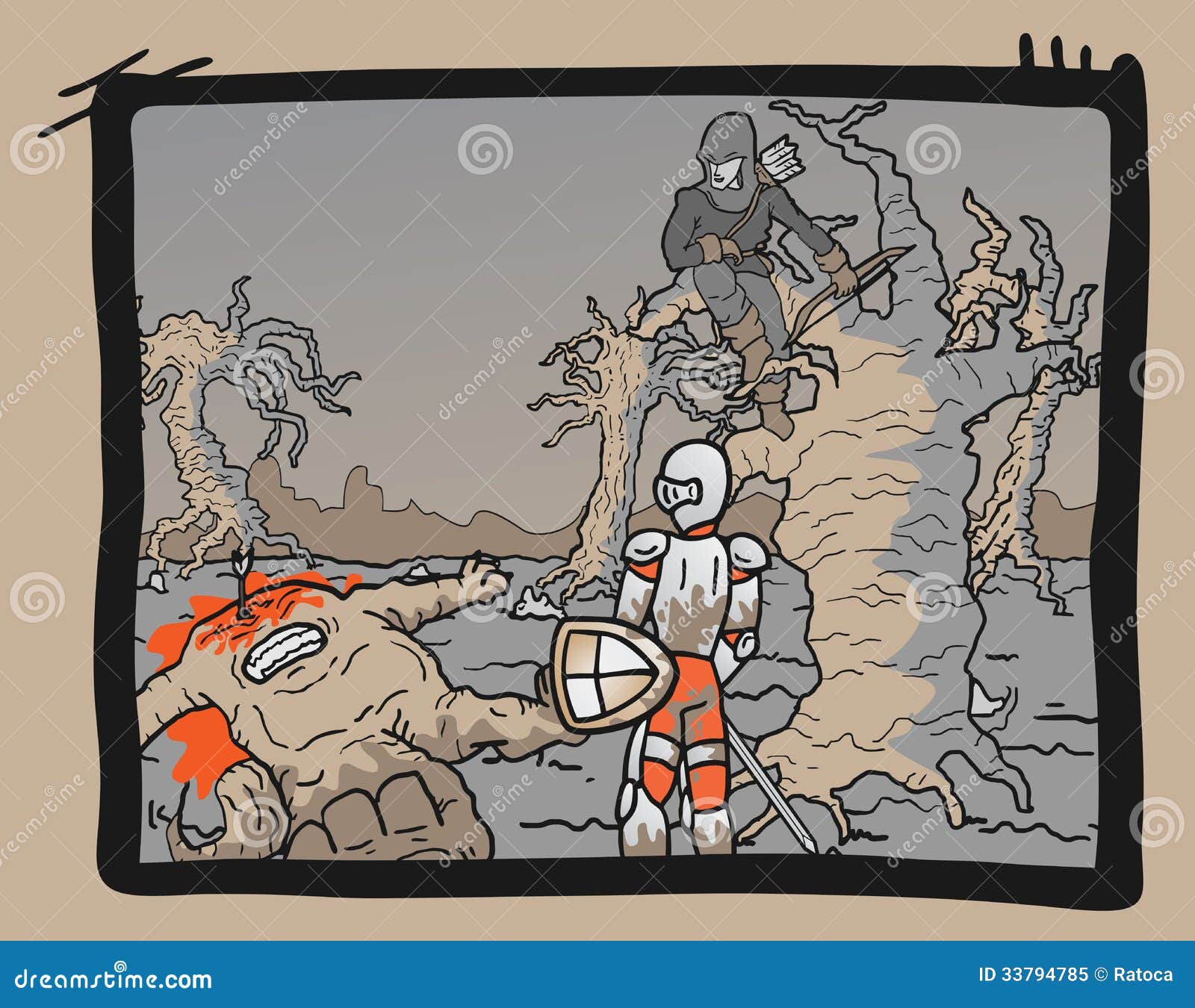 Kill monster stock vector. Illustration of medieval, clip - 33794785