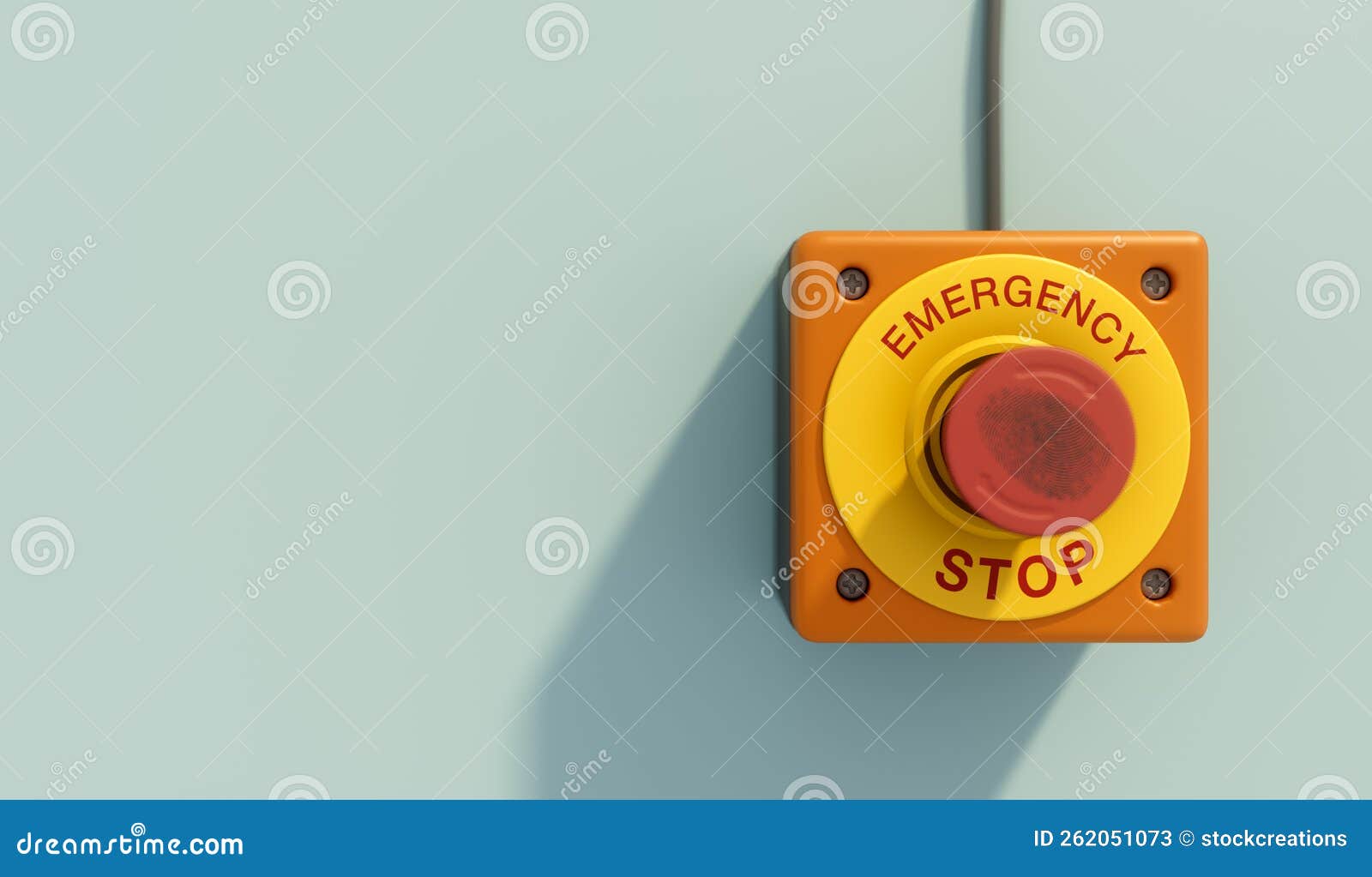 Kill Switch Button on Blue Wall As 3D-Illustration Stock Illustration ...