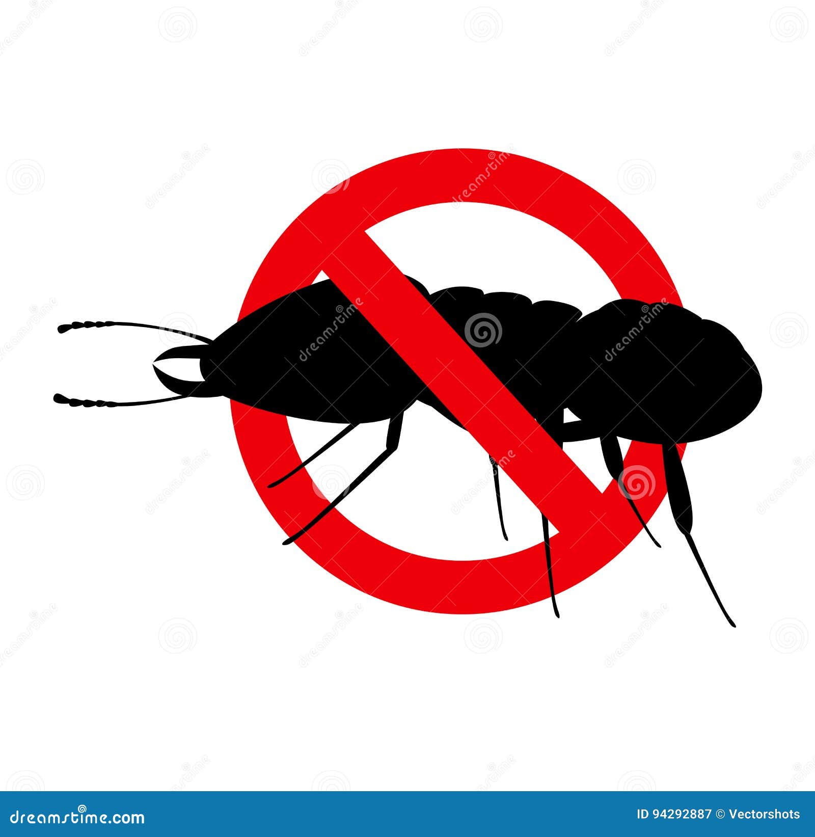 Termite In Prohibited Red Circle Sign Isolated On White Background ...