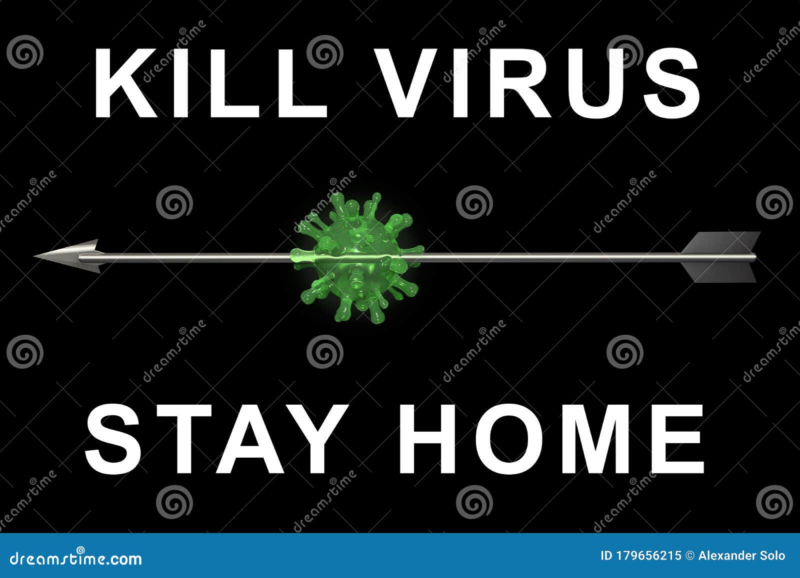 Kill Virus, Stay Home, 3D Rendering Stock Illustration - Illustration ...