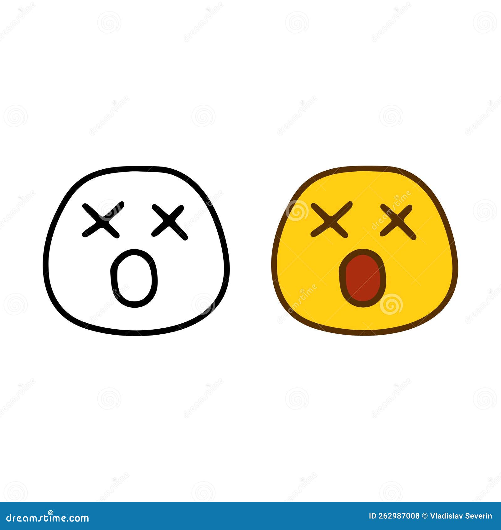Killed Emoticon In Doodle Style. Cartoon Face Expressions Stock Image ...