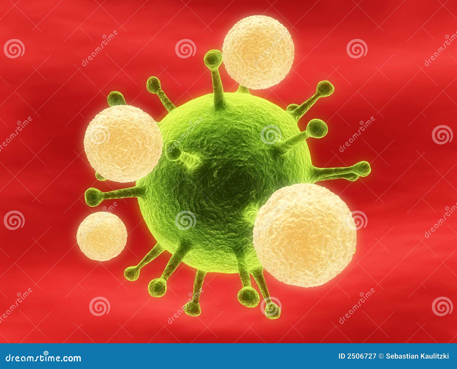 Killer Cells Attacking Virus Stock Illustration - Illustration of aids ...