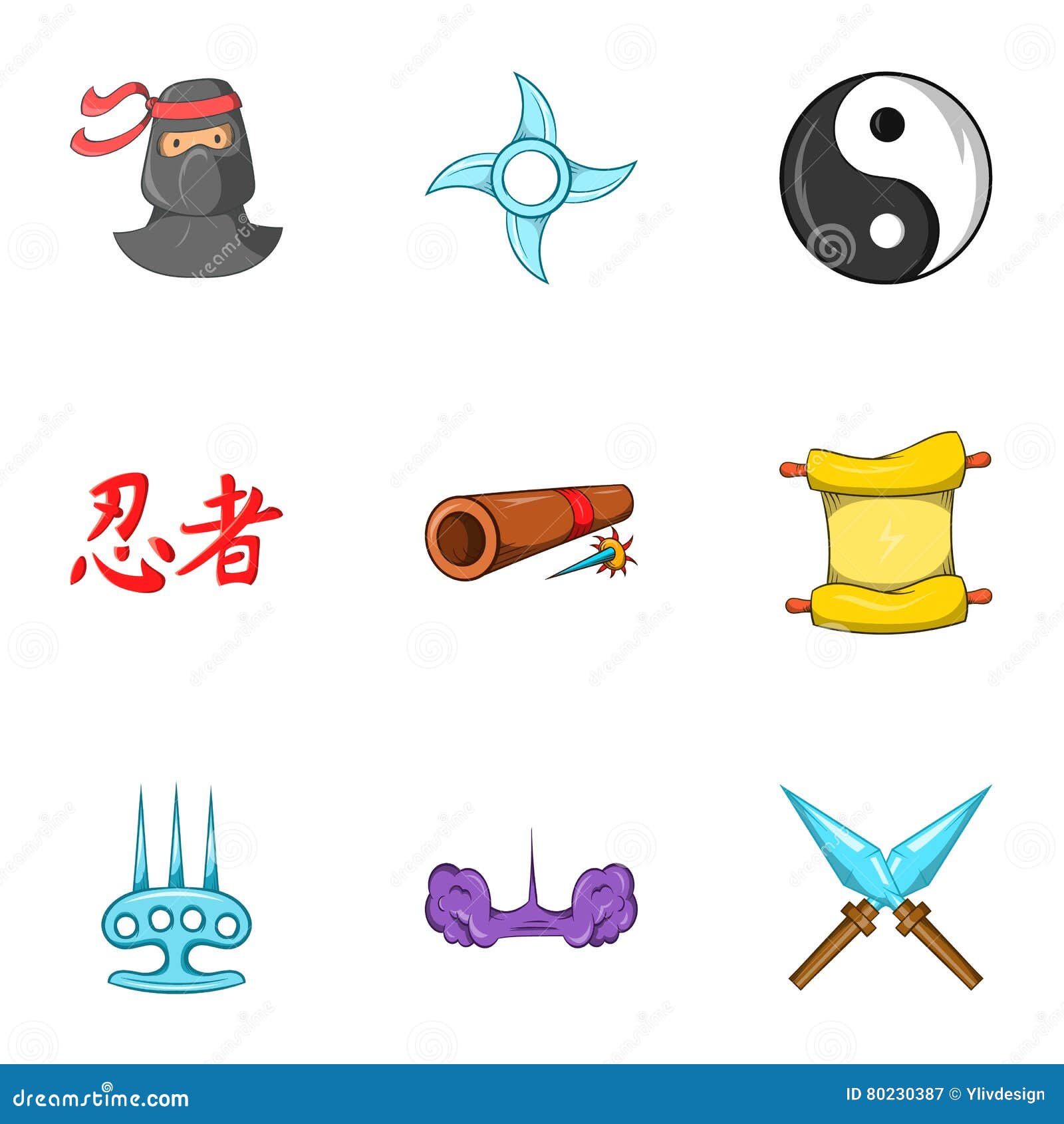 Killer Icons Set, Cartoon Style Stock Vector - Illustration of fight ...