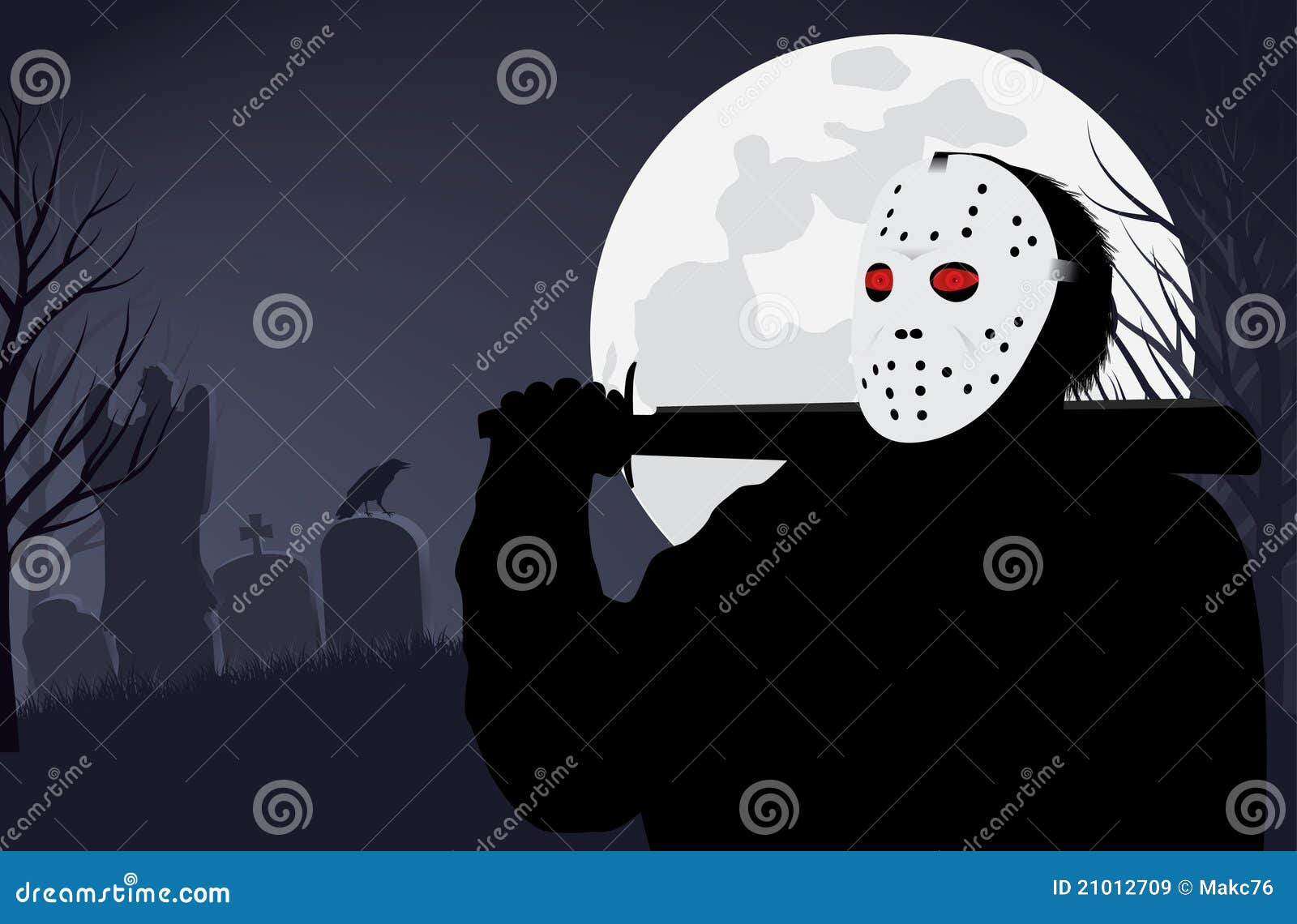 Killer in a Mask on Halloween Stock Vector - Illustration of cemeteries ...