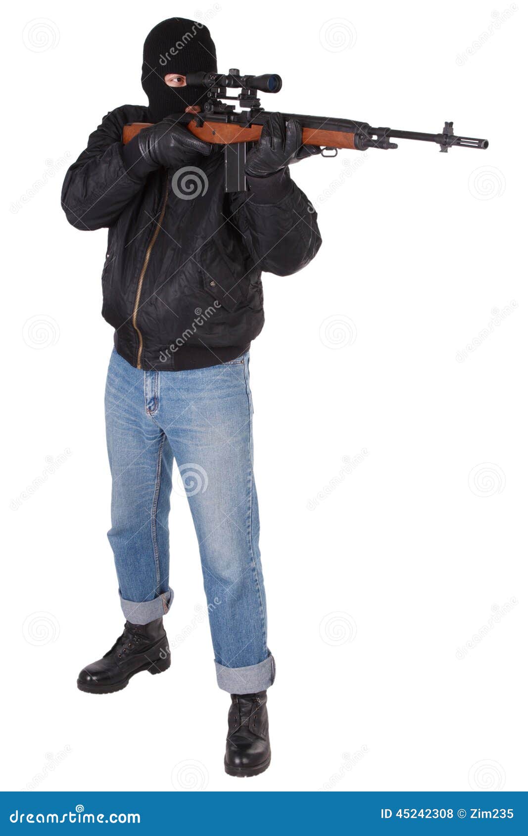 Killer with sniper rifle stock photo. Image of dangerous - 45242308