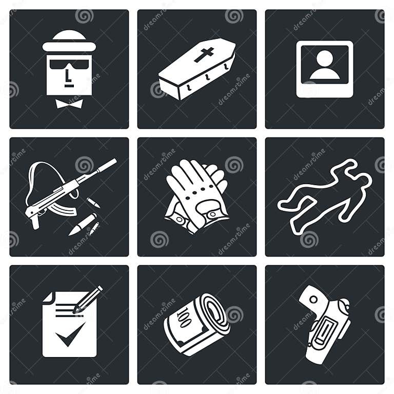 Killer Vector Icons Set stock illustration. Illustration of internet ...
