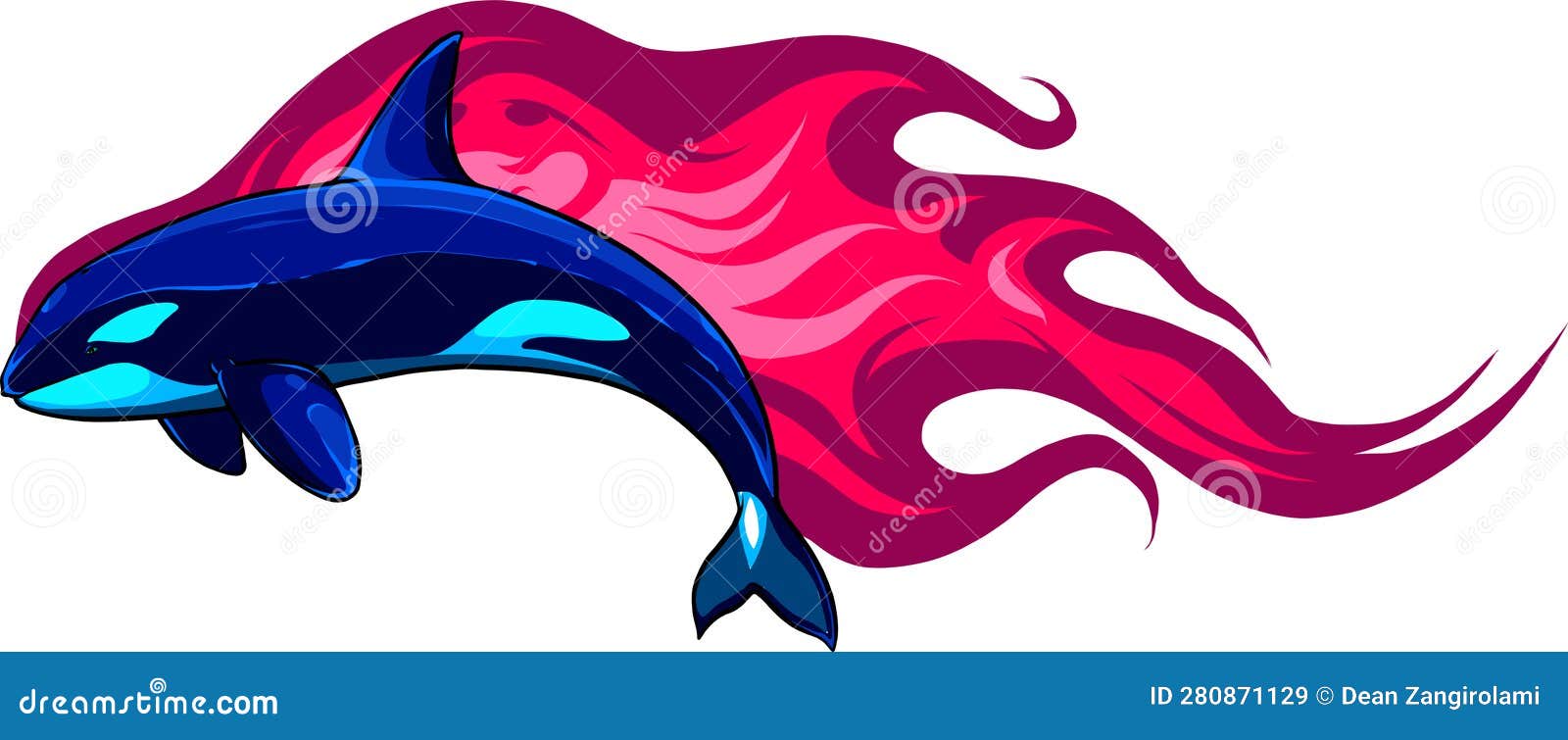 Killer Whale with Flames Vector Illustration Design Stock Vector ...