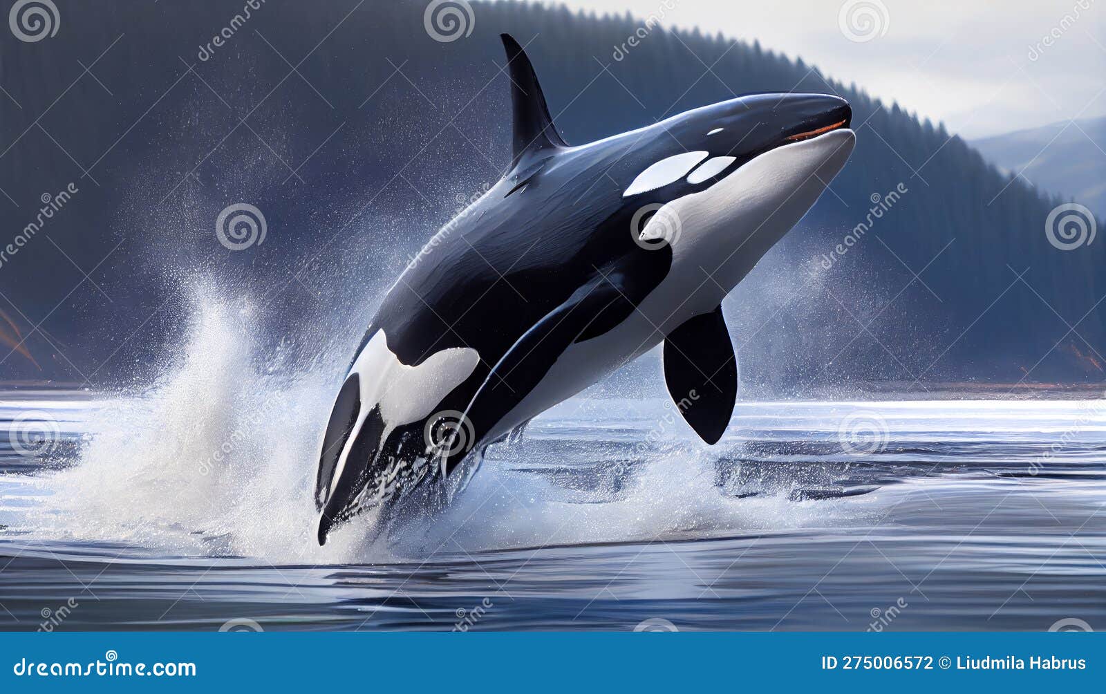 Killer Whale Jumping Out of the Water. Generative AI Stock Illustration ...