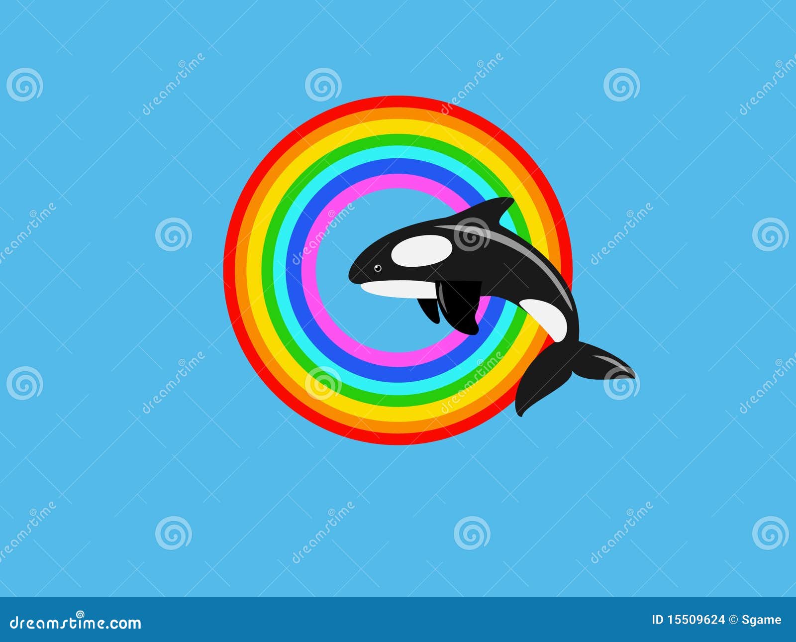 Killer Whale Jumping in Rainbow Ring Stock Vector - Illustration of ...
