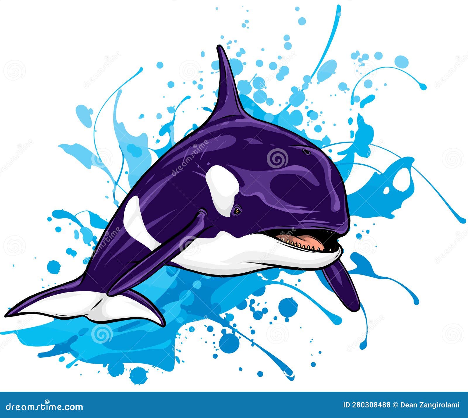 Orca Vector Illustration. Marine Mammal. Killer Whale With Abstract ...