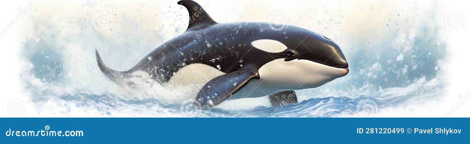 Killer Whale, Orcinus Orca on White Background Stock Illustration ...