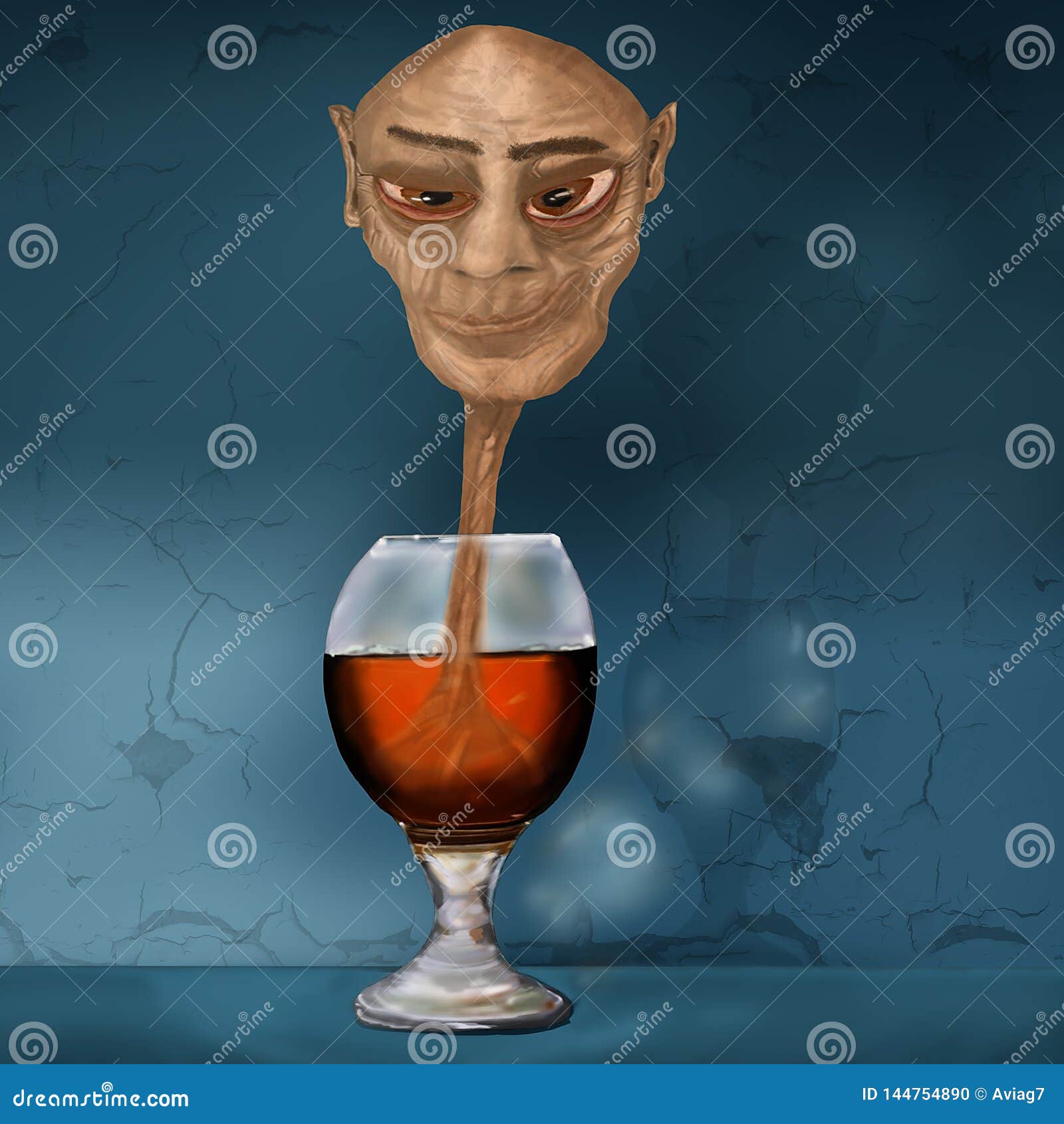 Devil in a Alcohol Glass - a Symbol of the Alcoholism Stock ...