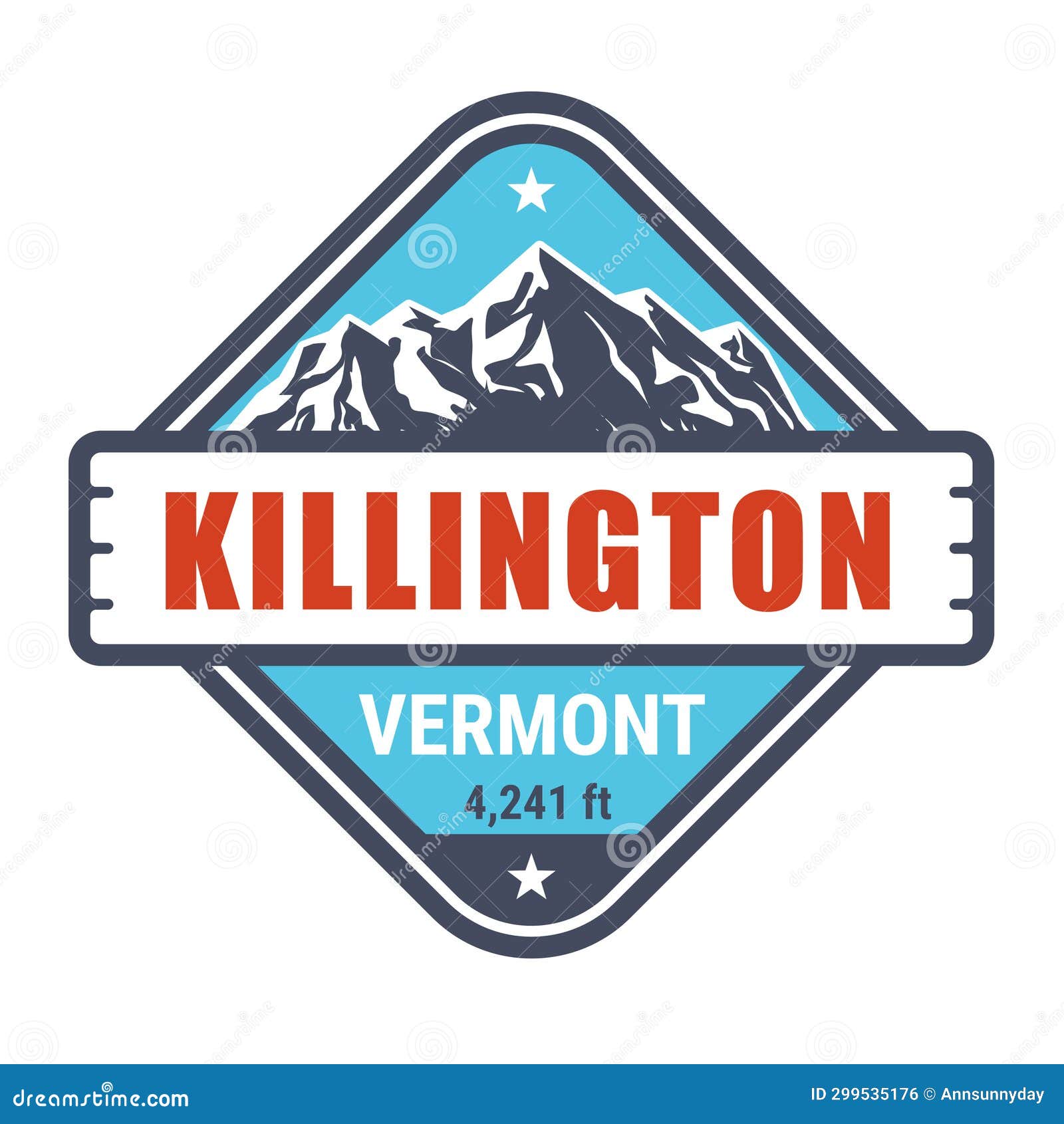 Killington, Vermont Ski Resort Stamp, Emblem with Snow Covered ...