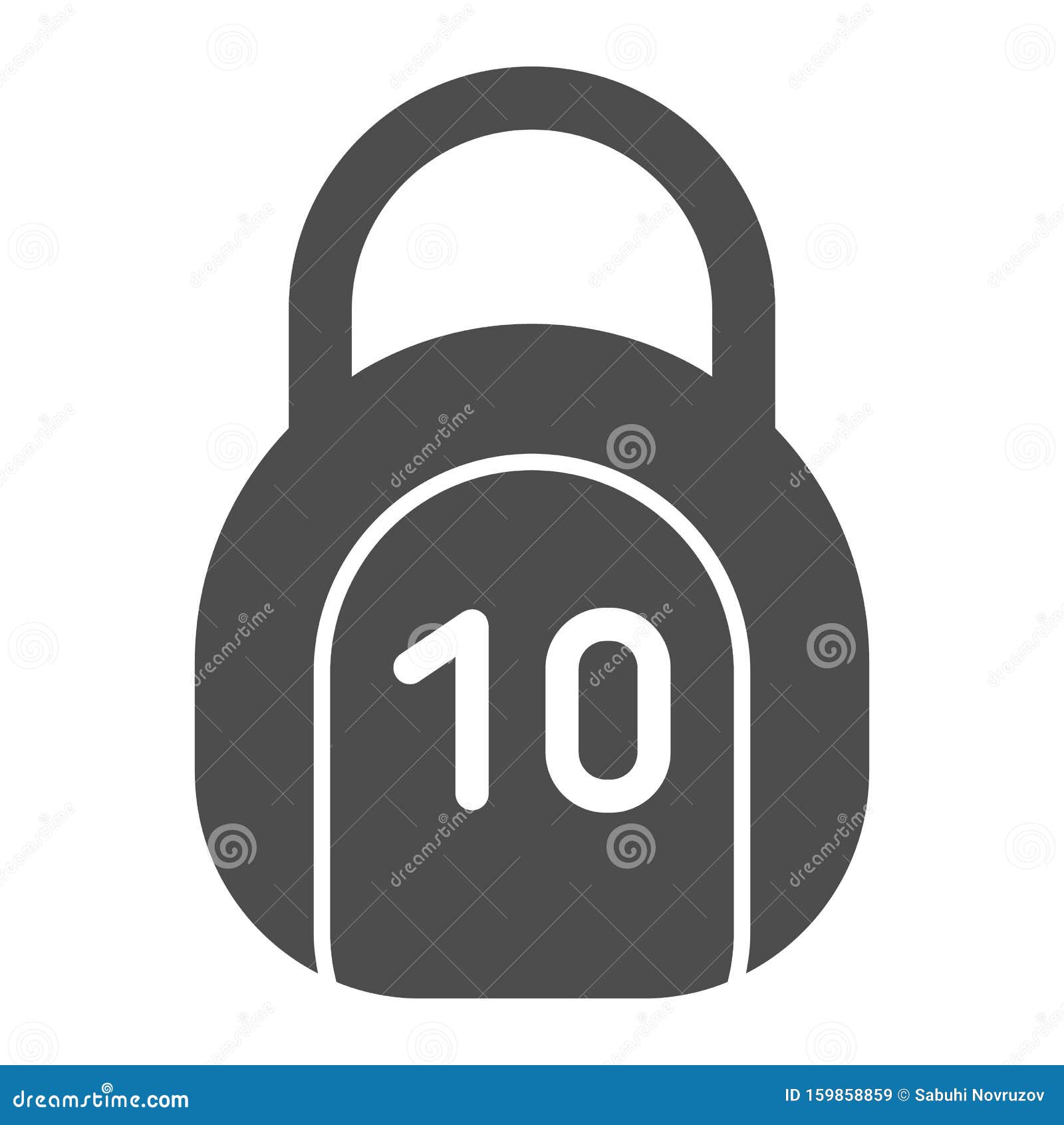 10 Kilogram Kettlebell Solid Icon. Strength Vector Illustration ...