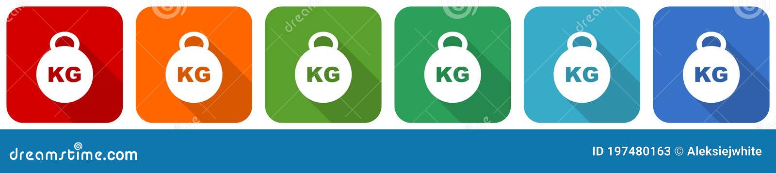 Kilogram, Kilo, Kg, Weight Icon Set, Flat Design Vector Illustration in ...