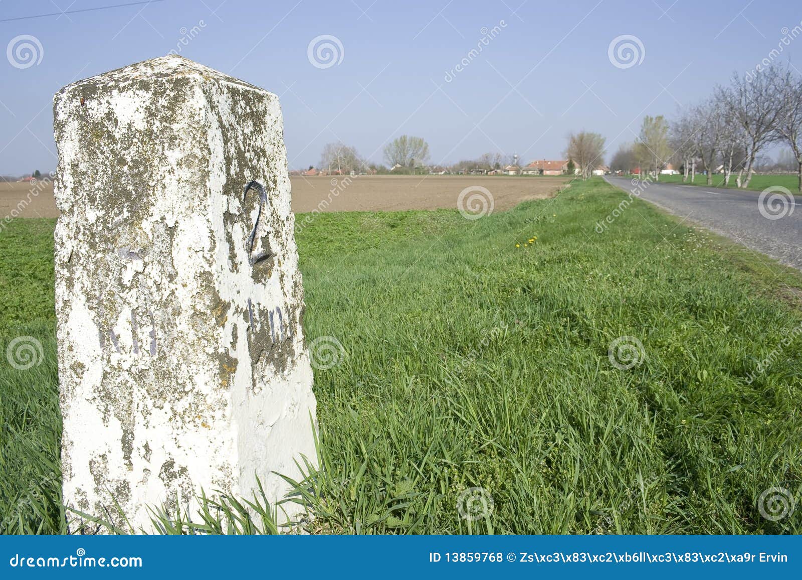 Kilometer stone stock photo. Image of road, sign, stone - 13859768