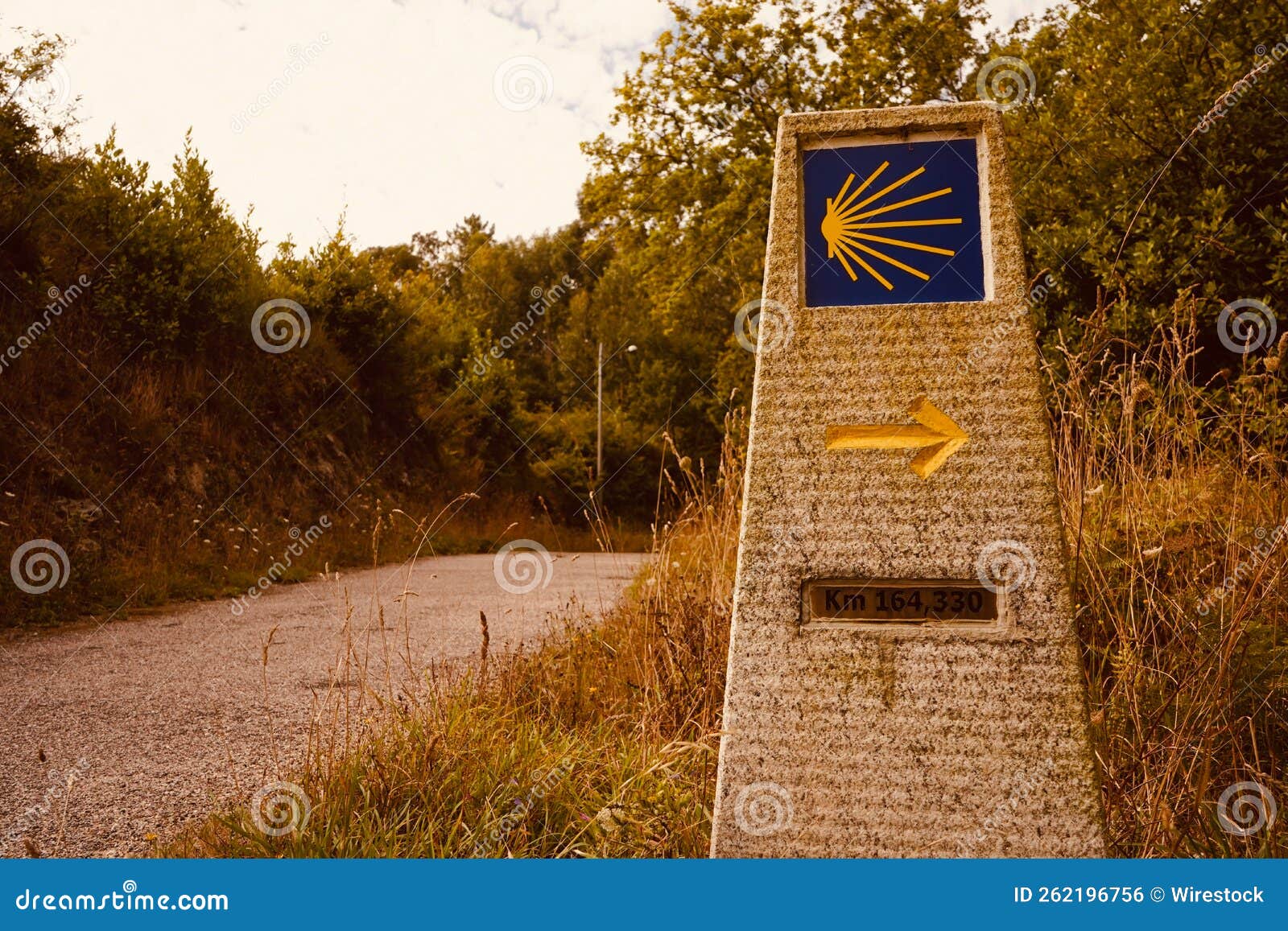 A Kilometer Stone on the Way of St. James Stock Photo - Image of ...