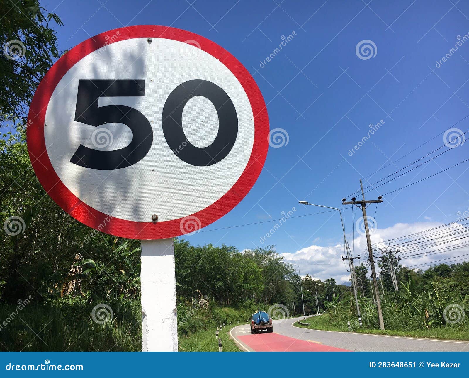 50 Kilometers Per Hour Speed Limit Traffic Sign Stock Image - Image of ...