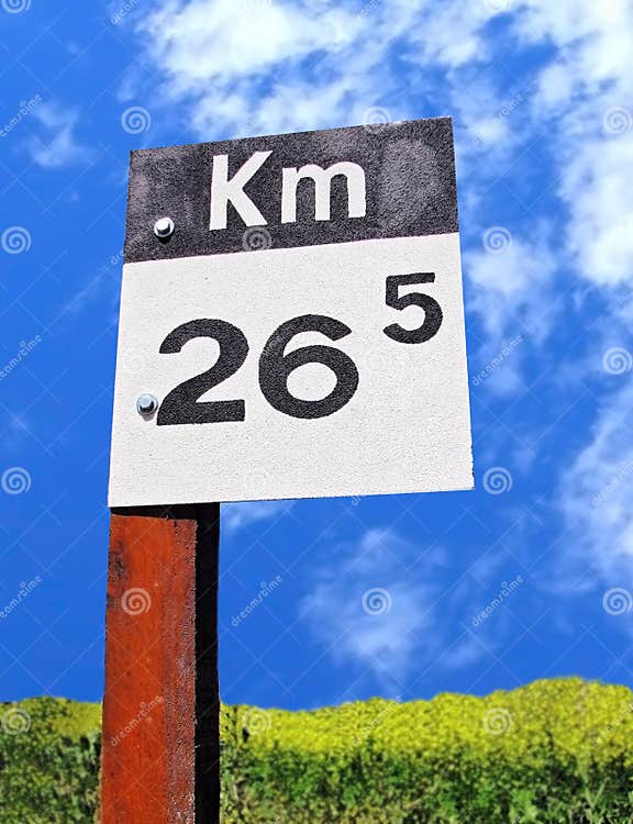 Kilometers Sign Post Vertical Stock Photo - Image of post, direction ...
