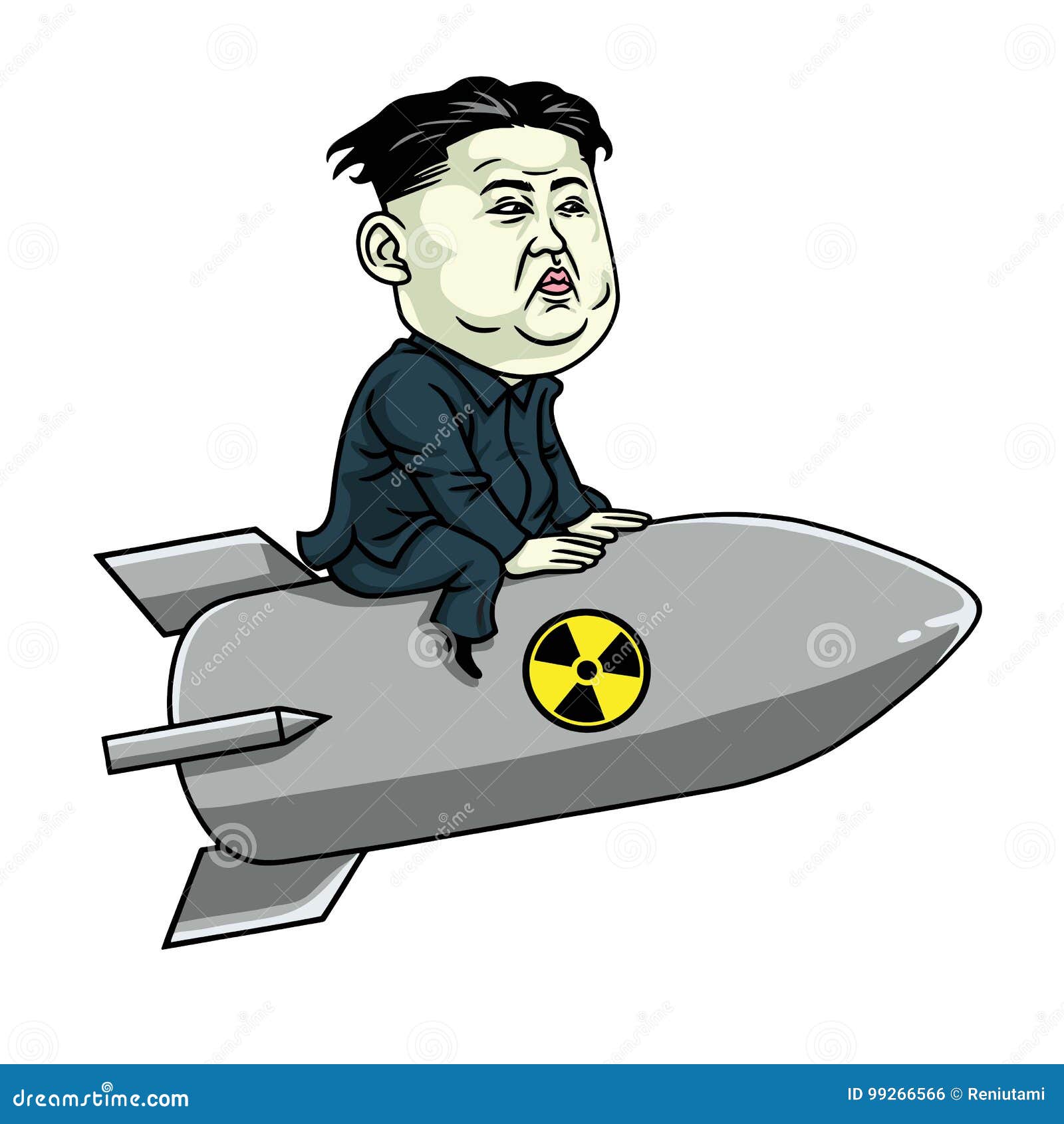 Kim Jong-un on Nuclear Rocket Weapon. Vector Cartoon Illustration ...