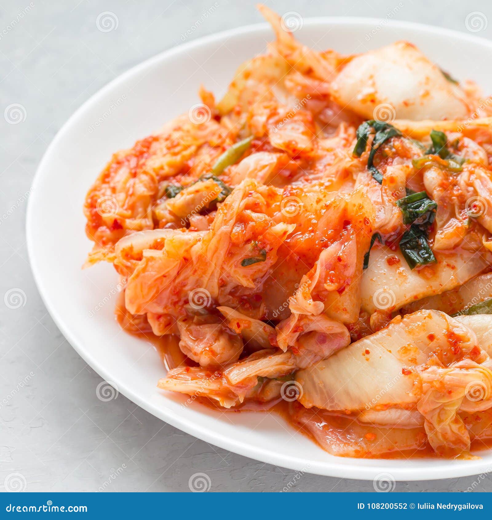 Kimchi Cabbage. Korean Appetizer on a White Plate, Square Stock Photo ...