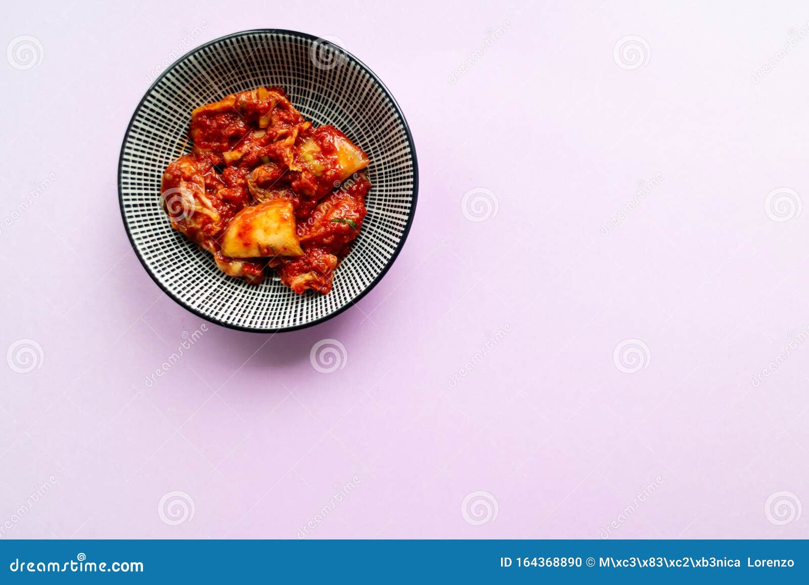 Kimchi on Pink Background. Korean Cuisine. Top View Stock Photo - Image ...