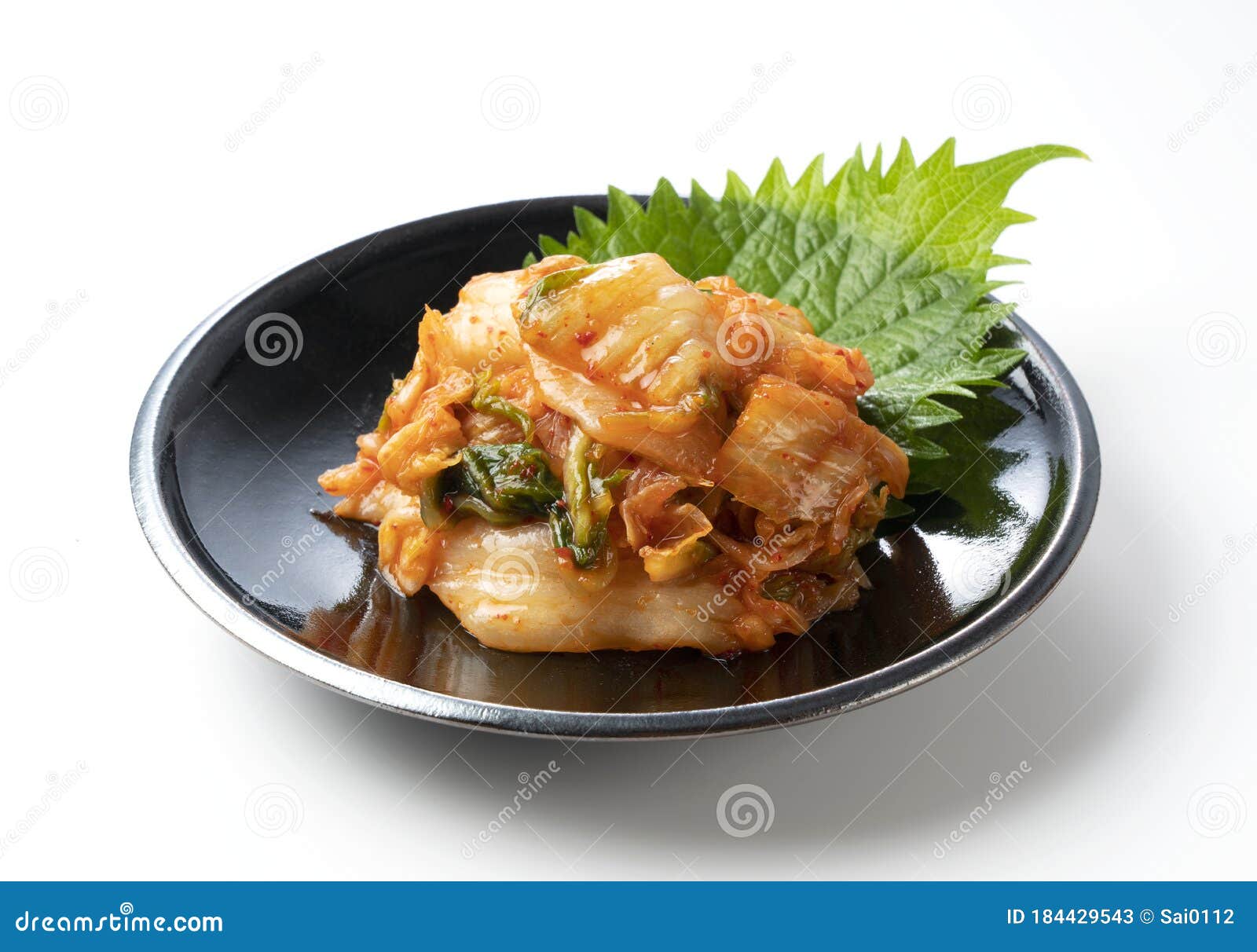 Kimchi on a Plate Against a White Background Stock Image - Image of ...