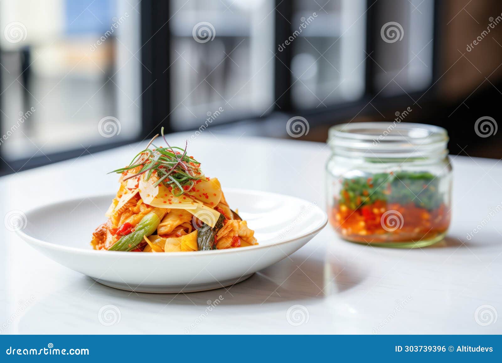 Kimchi Served As a Side Dish in a Modern Restaurant Setting Stock Photo ...