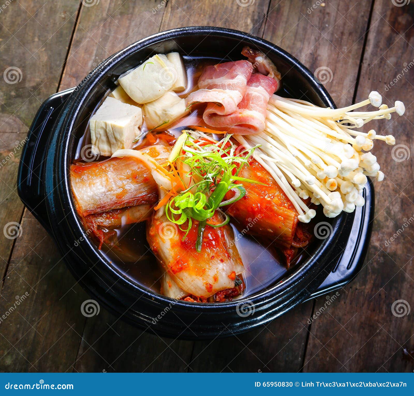 Kimchi Stew with Beef and Enokitake Stock Photo - Image of cuisine ...