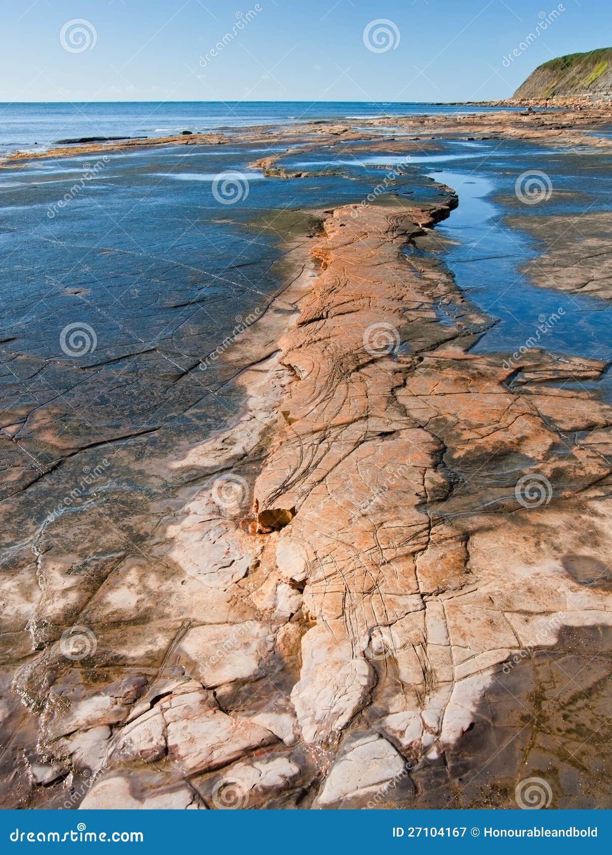 Kimmeridge Bay Seascape with Rock Ledges Stock Image - Image of fluffy ...