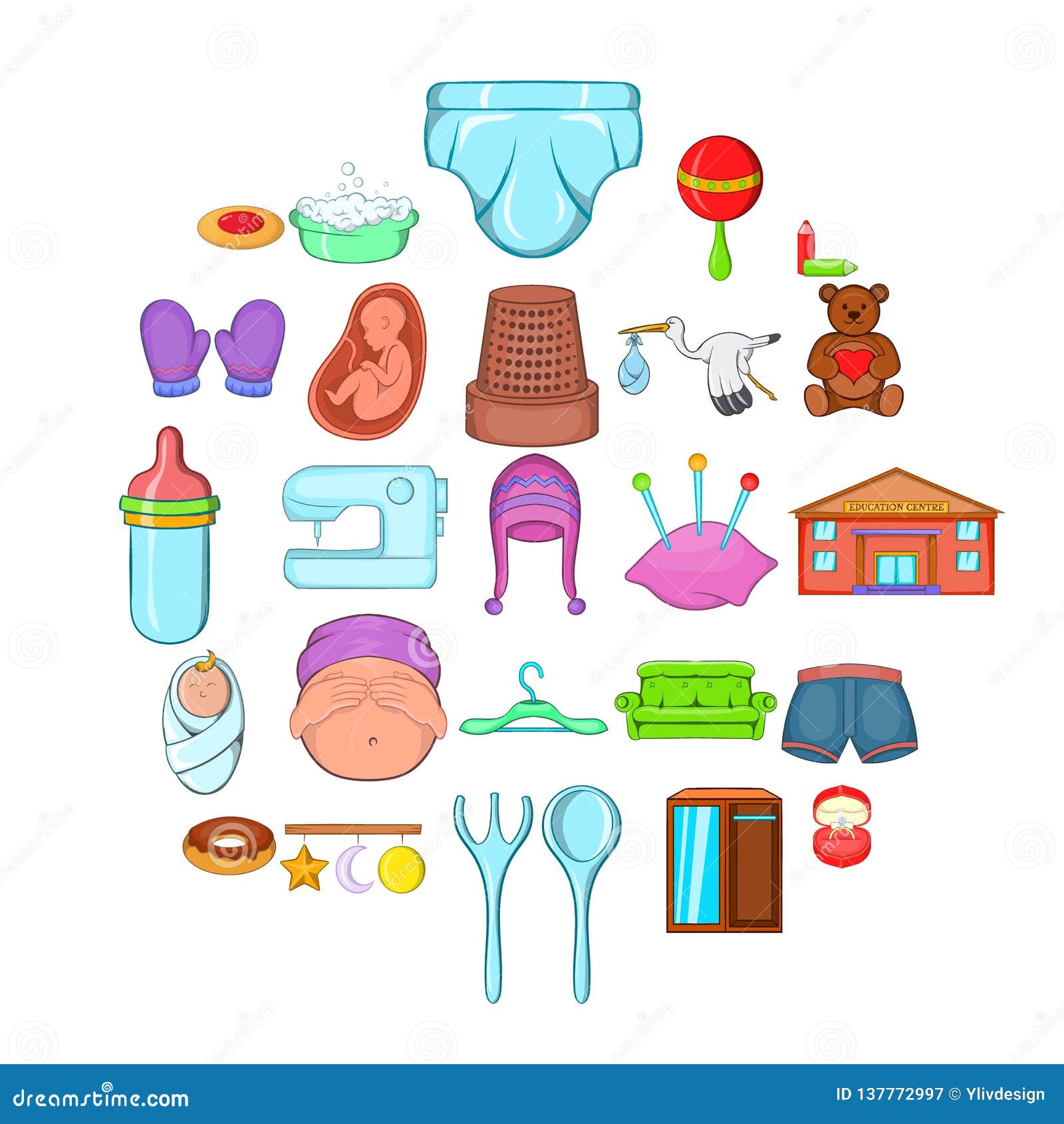Kin Icons Set, Cartoon Style Stock Vector - Illustration of daughter ...