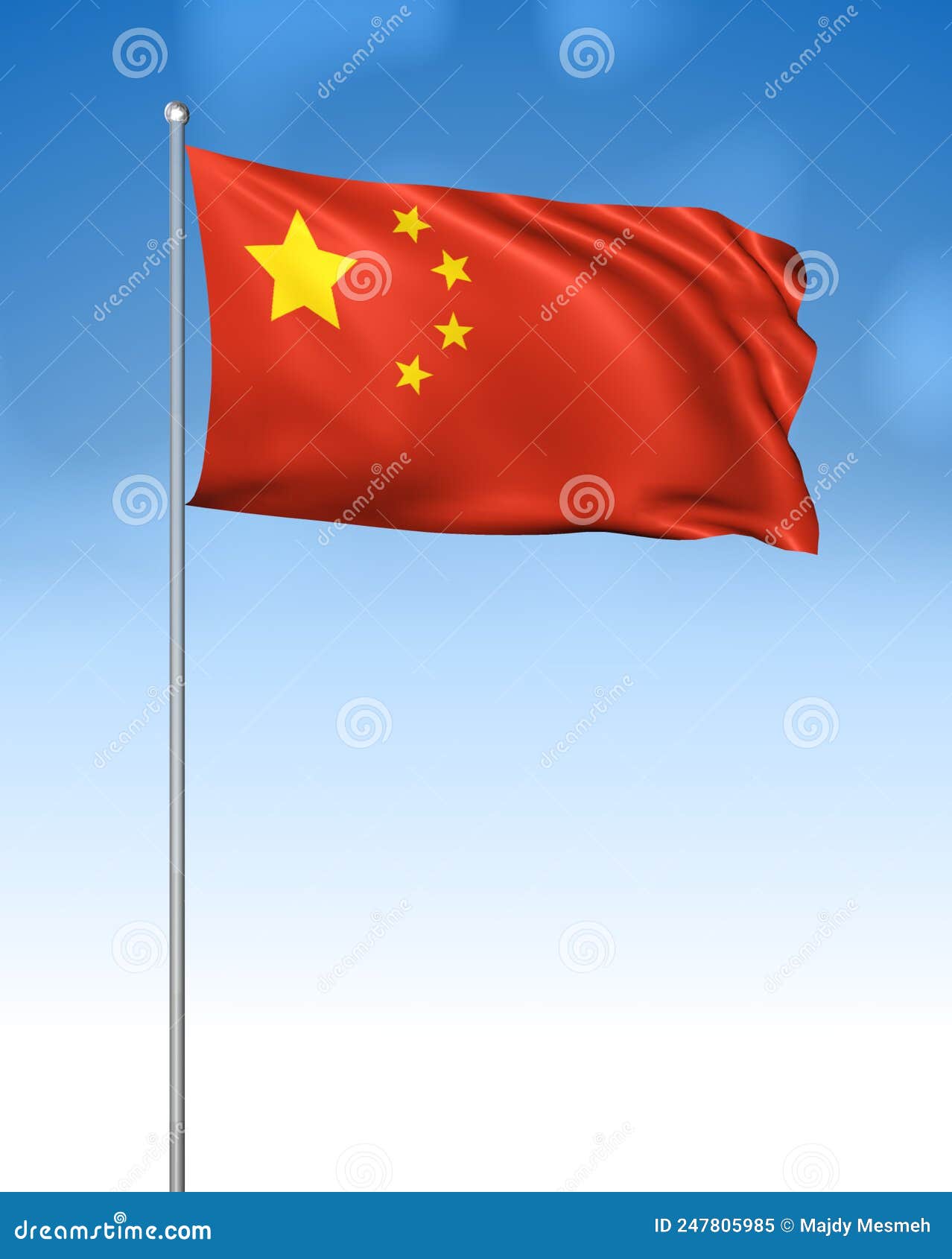 Kina-flagga Med Molnigt Skum Stock Illustrationer - Illustration av ...