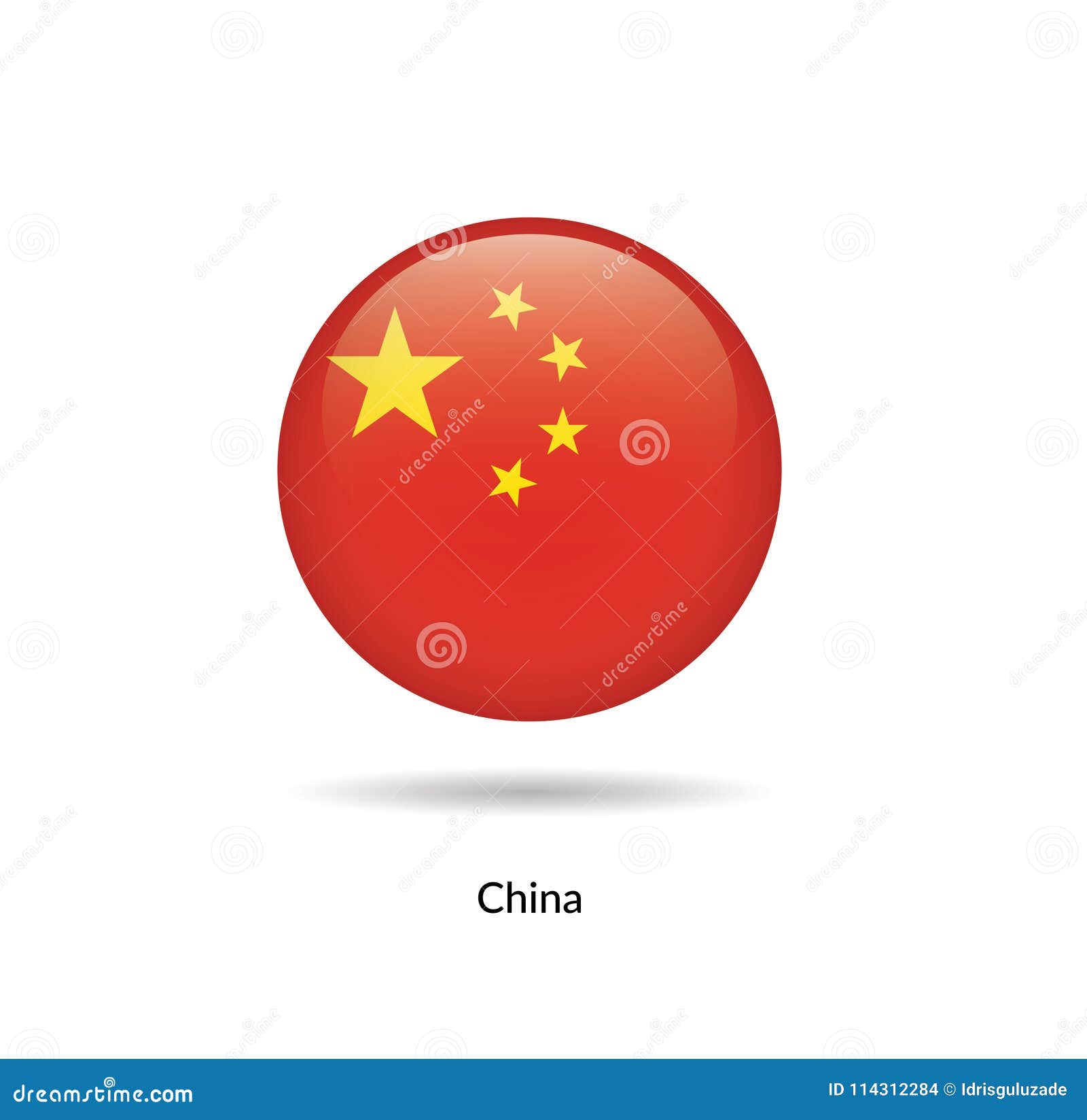 Kina Flagga - Runt Glansigt Vektor Illustrationer - Illustration av ...