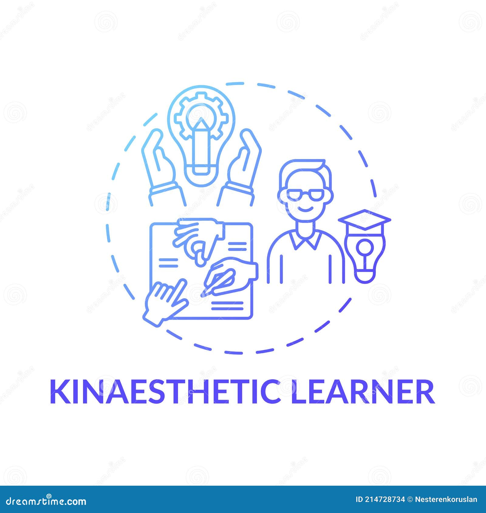 Kinaesthetic Learner Blue Gradient Concept Icon Vector Illustration ...
