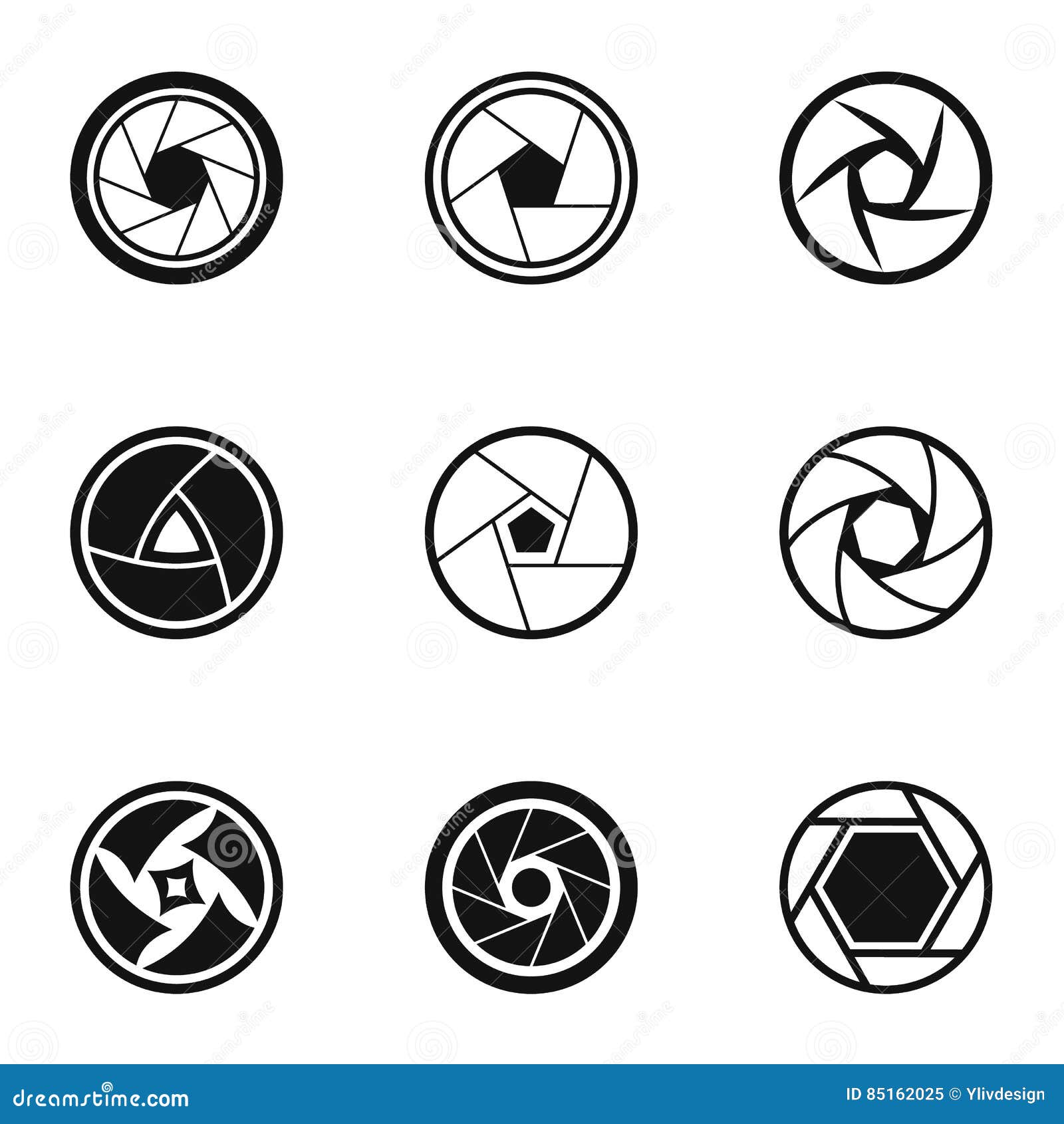 Kind of Aperture Icons Set, Simple Style Stock Vector - Illustration of ...