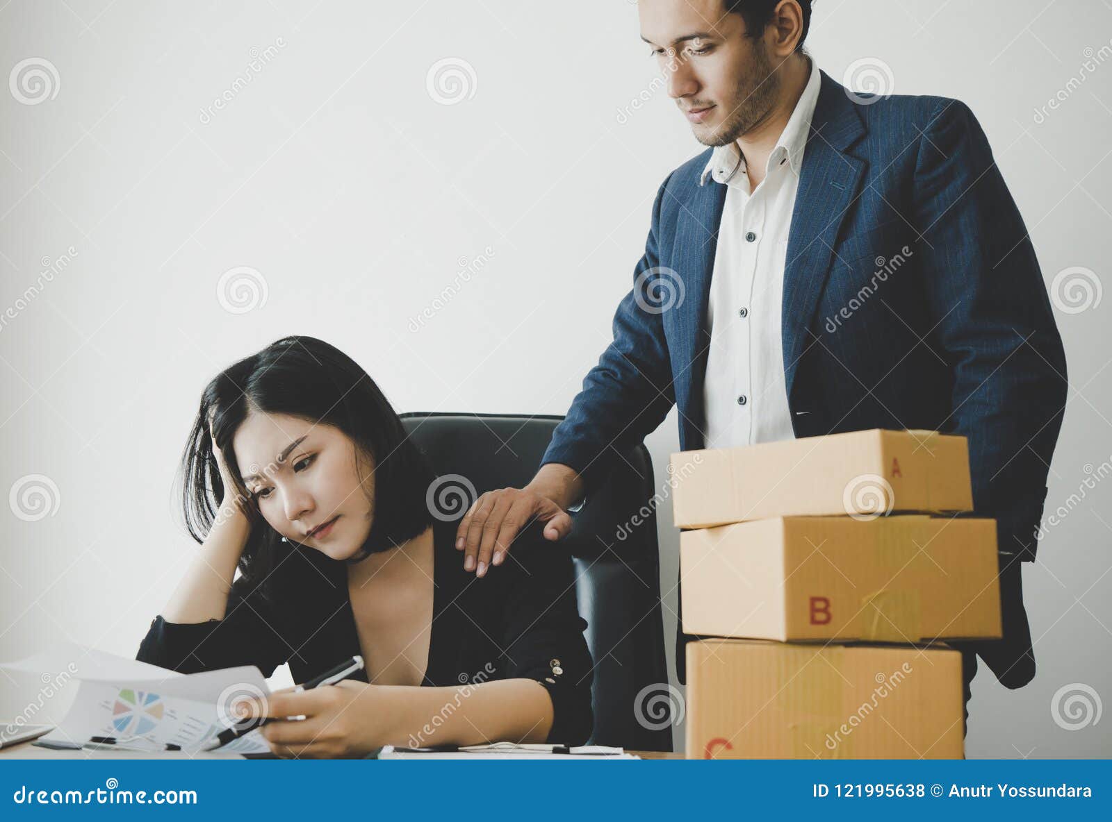 Kind Boss is Helping and Consolating an Upset Worker Stock Photo ...
