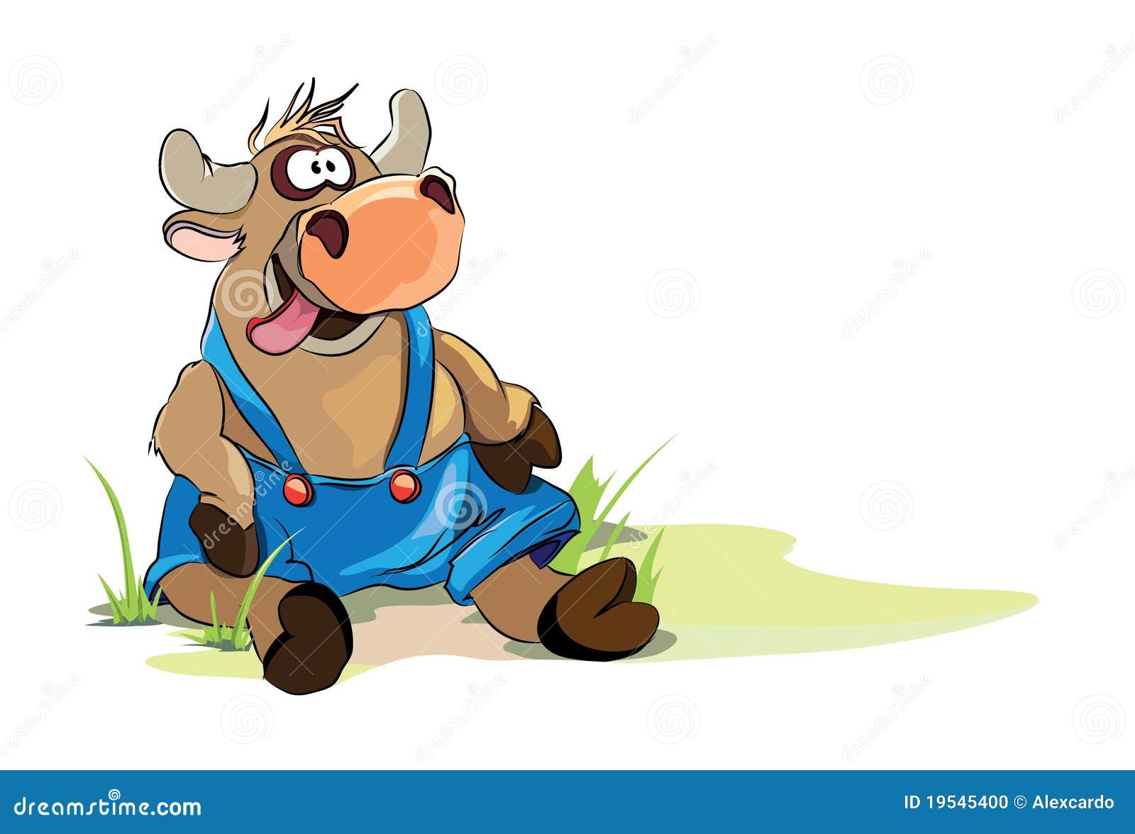 Kind bull on a green grass stock illustration. Illustration of little ...