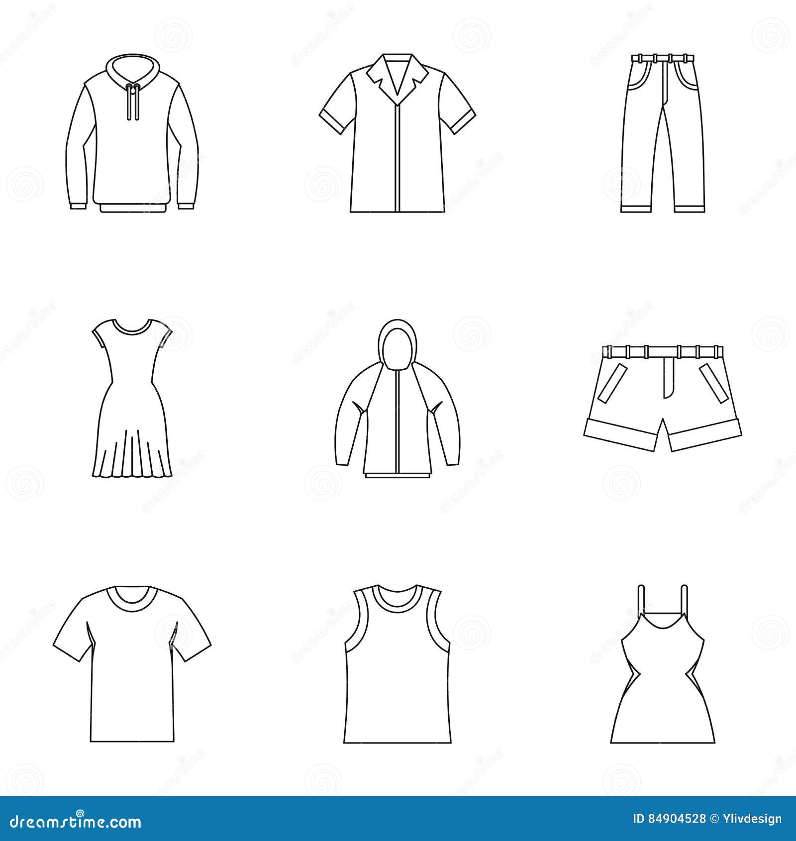 Kind of Clothing Icons Set, Outline Style Stock Vector - Illustration ...