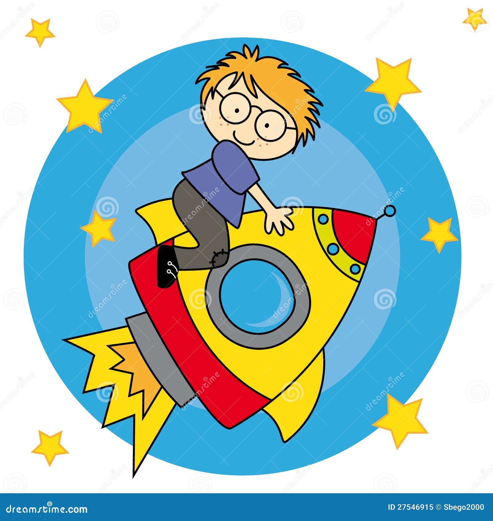 Kind, Das Eine Rakete Fliegt Vektor Abbildung - Illustration von ...