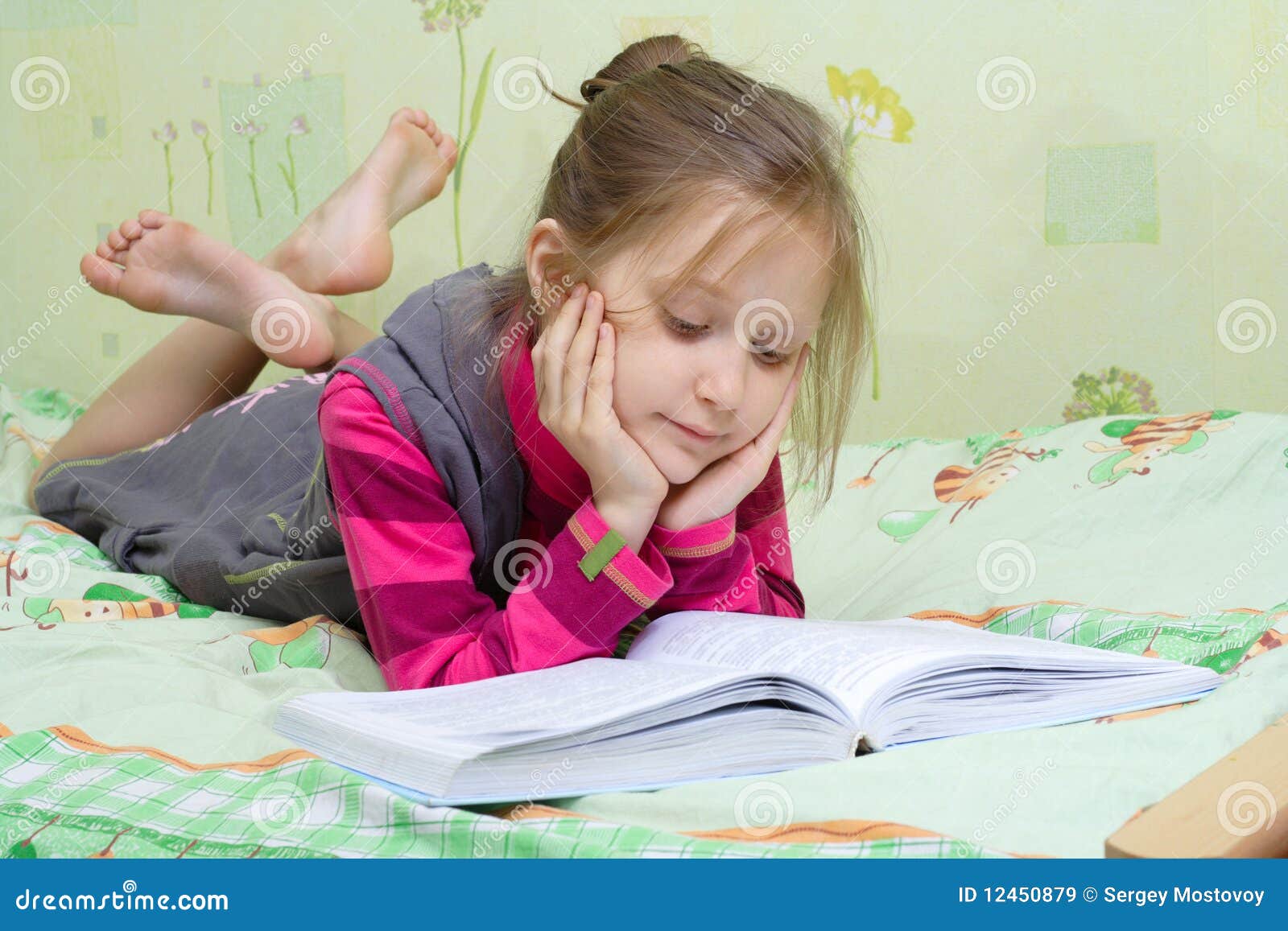 Kind dat een boek leest stock afbeelding. Image of gezicht - 12450879