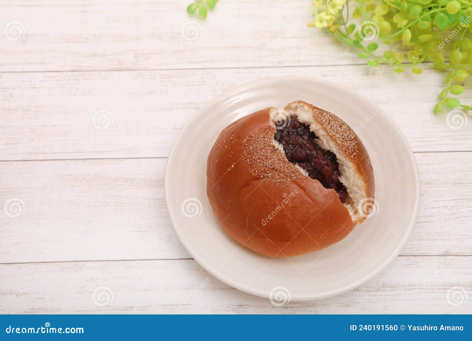 Japanese Round Bread Filled with Red Bean Paste. Stock Photo - Image of ...